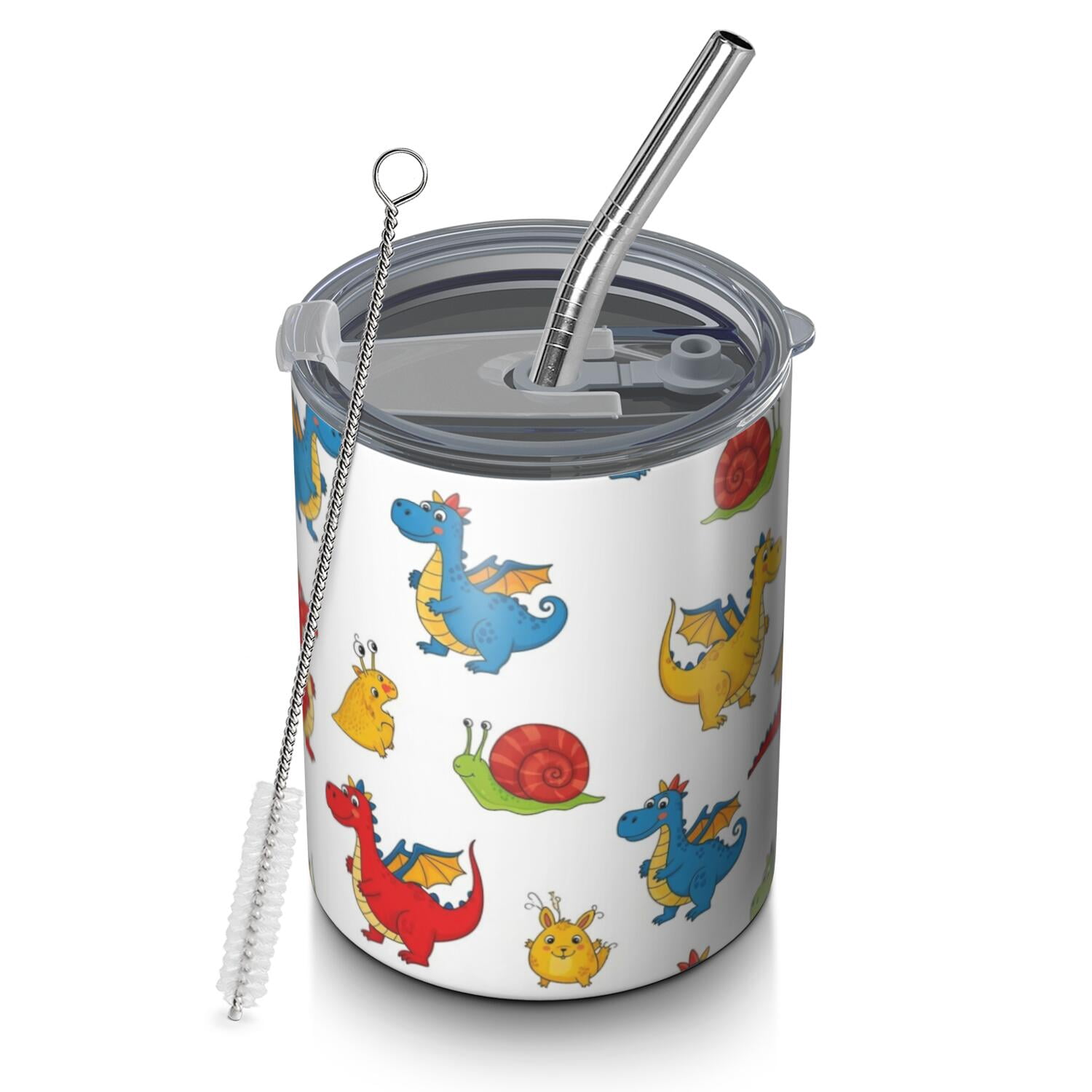 12oz Coffee Tumblers White Cartoon Dragons Snails Pattern Stainless ...