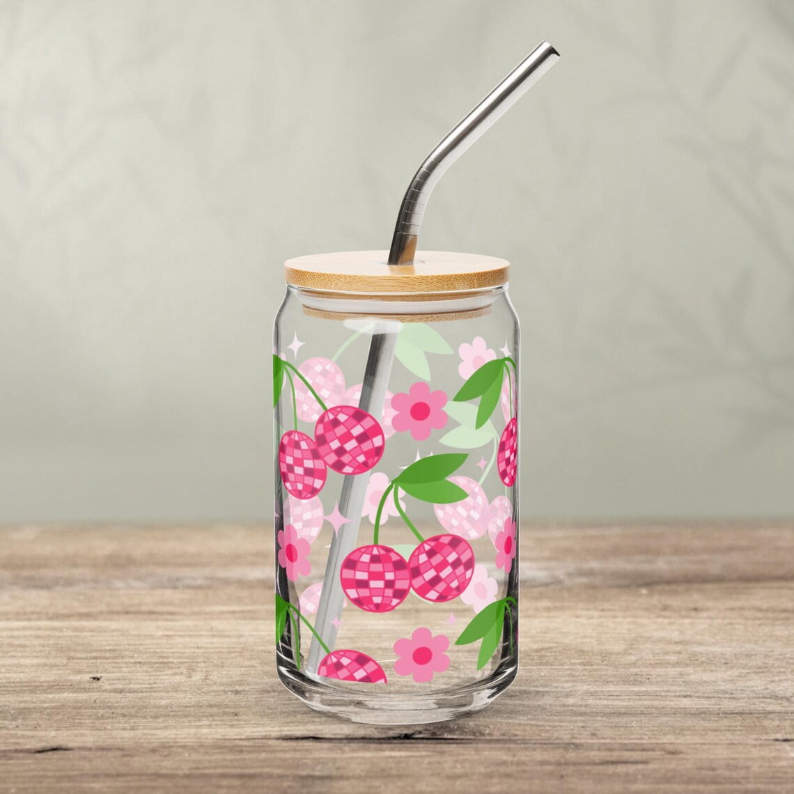 12oz Disco Cherry Beer Can Glass – Retro cherry and disco design for ...