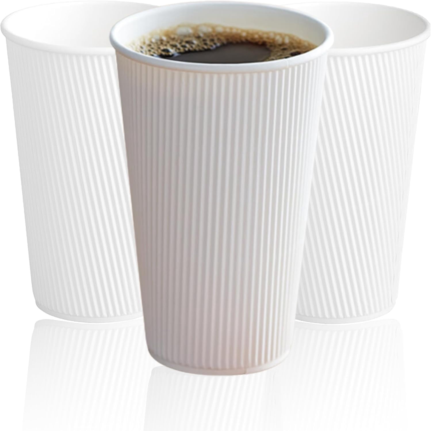12oz Double Wall Ripple White Paper Coffee Cups – Insulated Hot ...