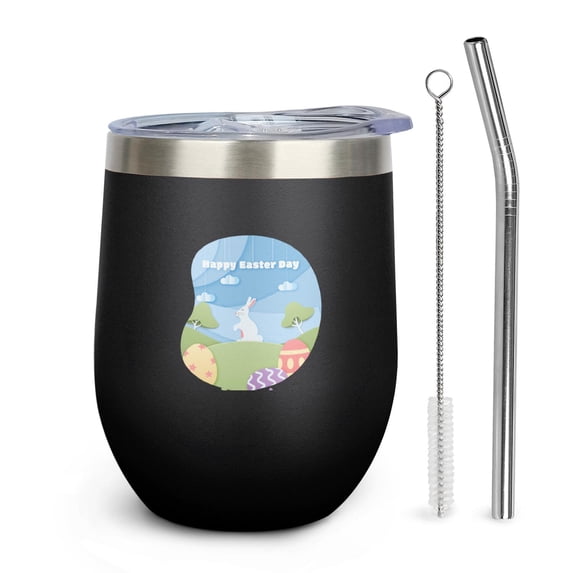 12oz Easter Egg Tumbler with Lid & Straw, Insulated Stainless Steel ...