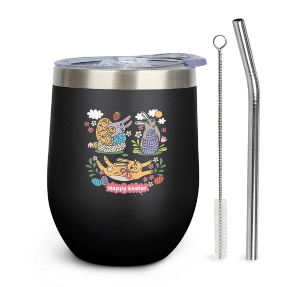 12oz Easter Egg Tumbler with Lid & Straw, Insulated Stainless Steel ...