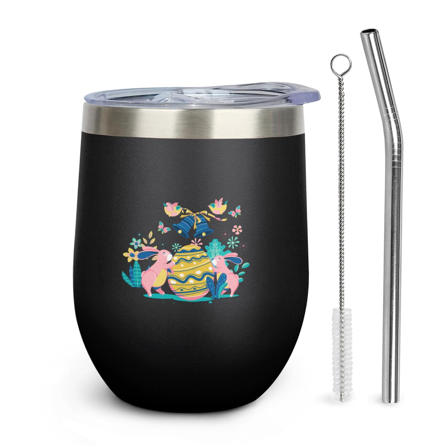 12oz Easter Egg Tumbler with Lid & Straw, Insulated Stainless Steel ...