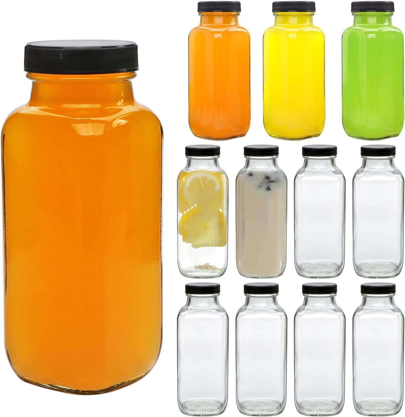12oz Glass Bottles,Leak-Proof Vintage Water Bottles for Juicing,Hot ...