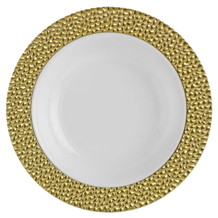 12oz Gold Touch Round Plastic Soup Bowl - Elegant Disposable Serving ...