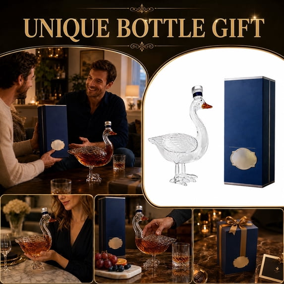 12oz Goose Shaped Glass Decanter, Elegant Animal Design Liquor Bottle ...