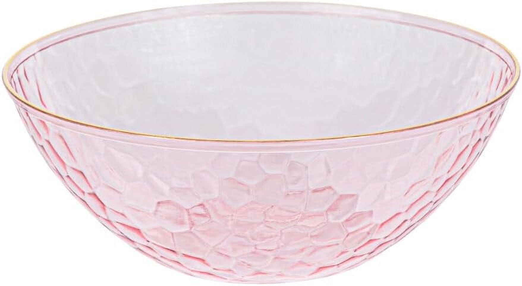 12oz Hammered Pink Plastic Round Bowls with Gold Rim - Disposable ...
