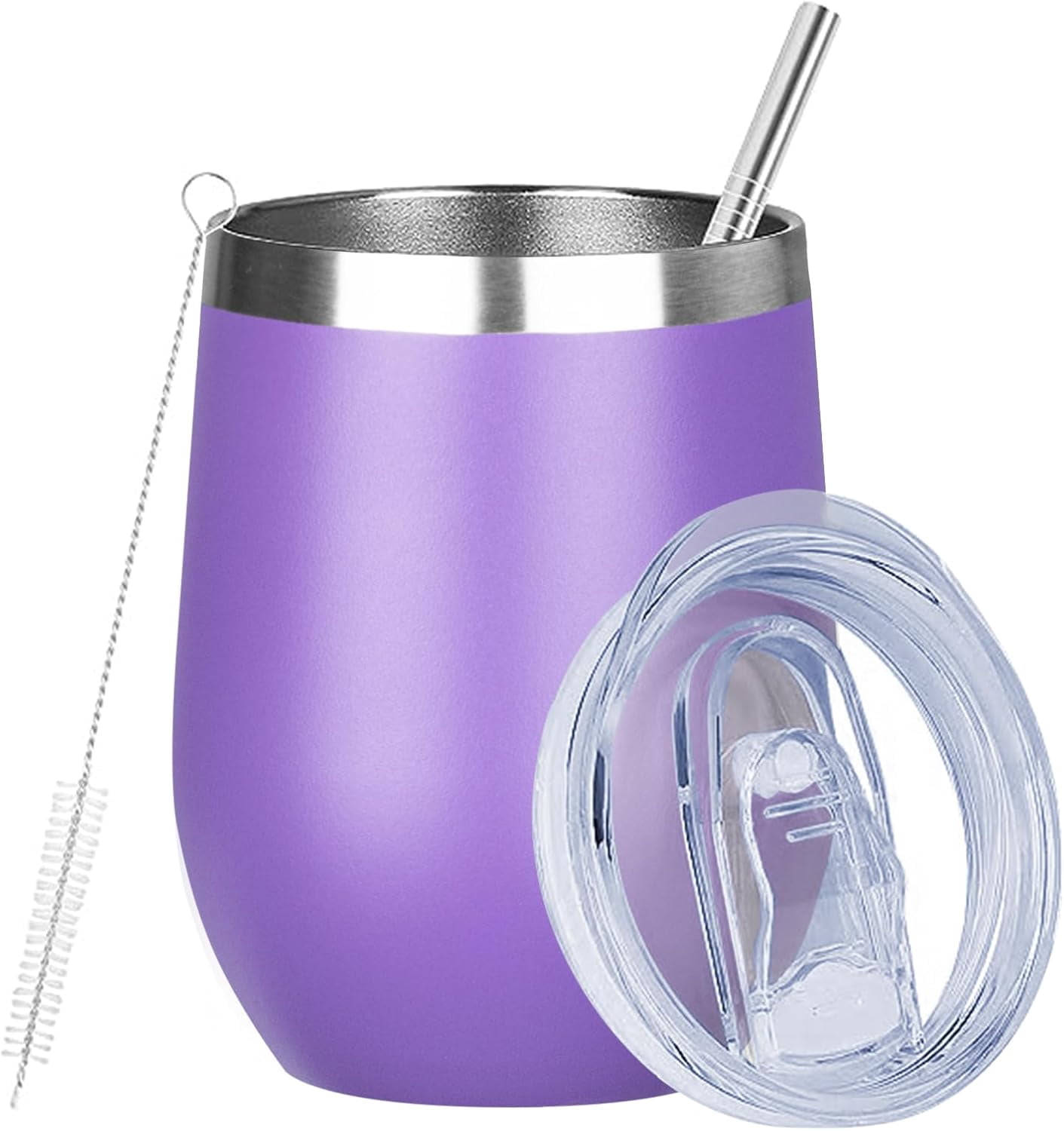 12oz Insulated Wine Tumbler with Lid Double Wall Vacuum Stainless Steel ...