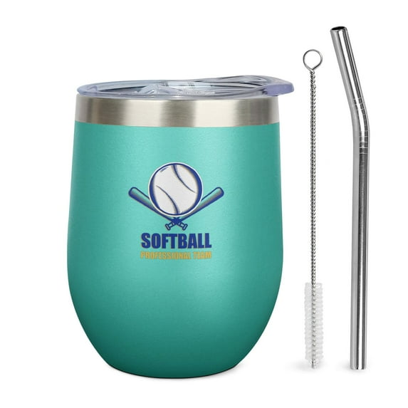 12oz Insulated Wine Tumbler with Lid & Straw, Stainless Steel Egg Shape ...