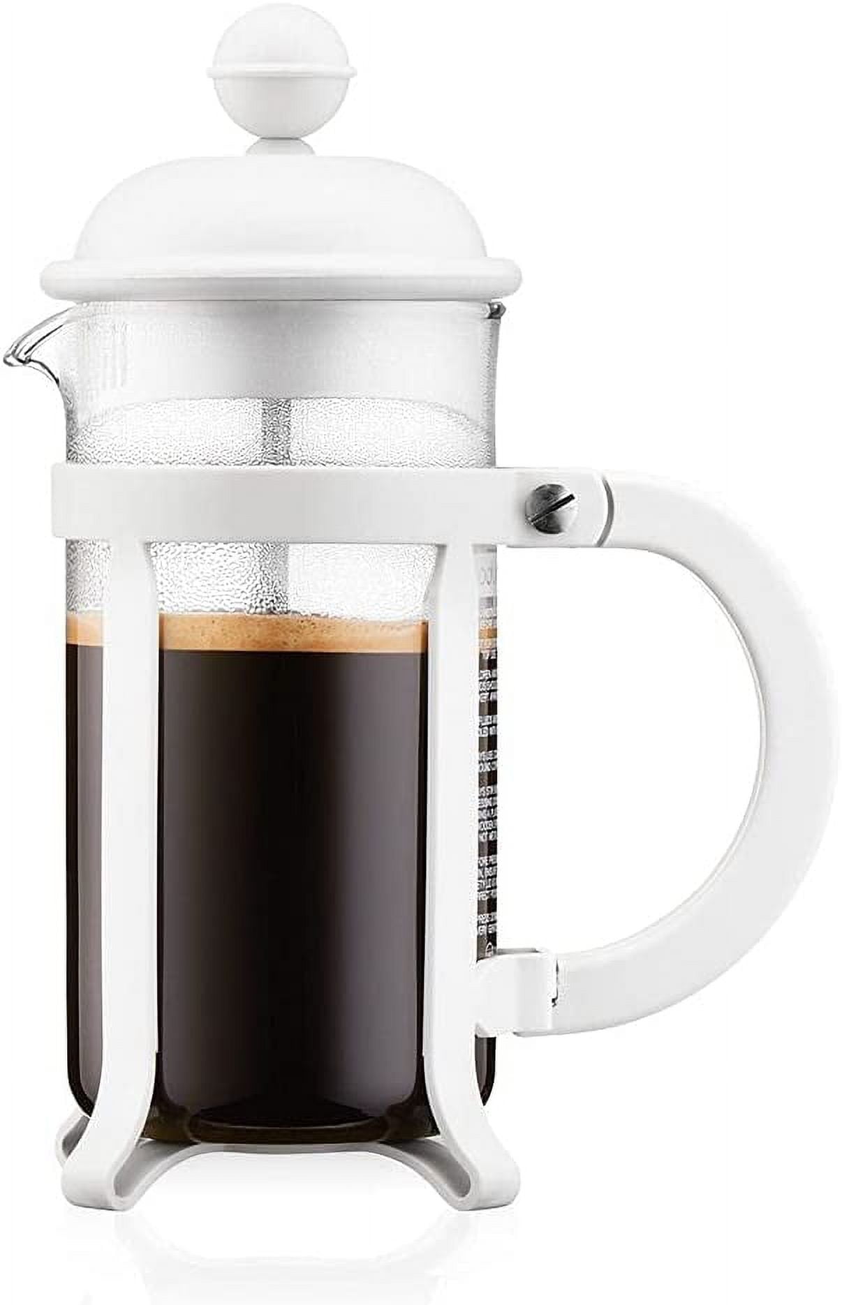 12oz Java French Press Coffee Maker, High-Heat Borosilicate Glass, White- Made in Portugal ...