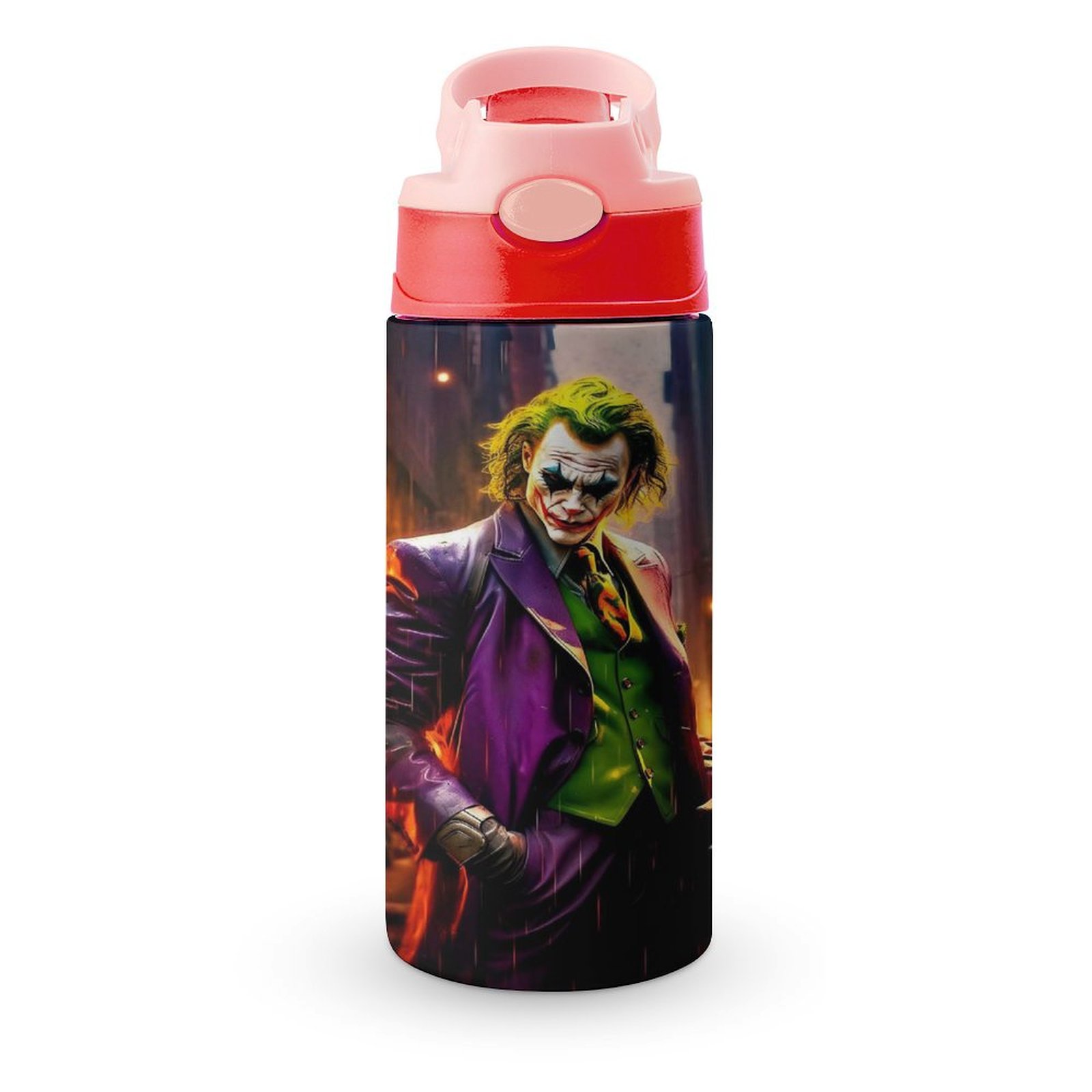 12oz Joker Water Bottle with Straw Lid Insulated Cartoon Stainless ...
