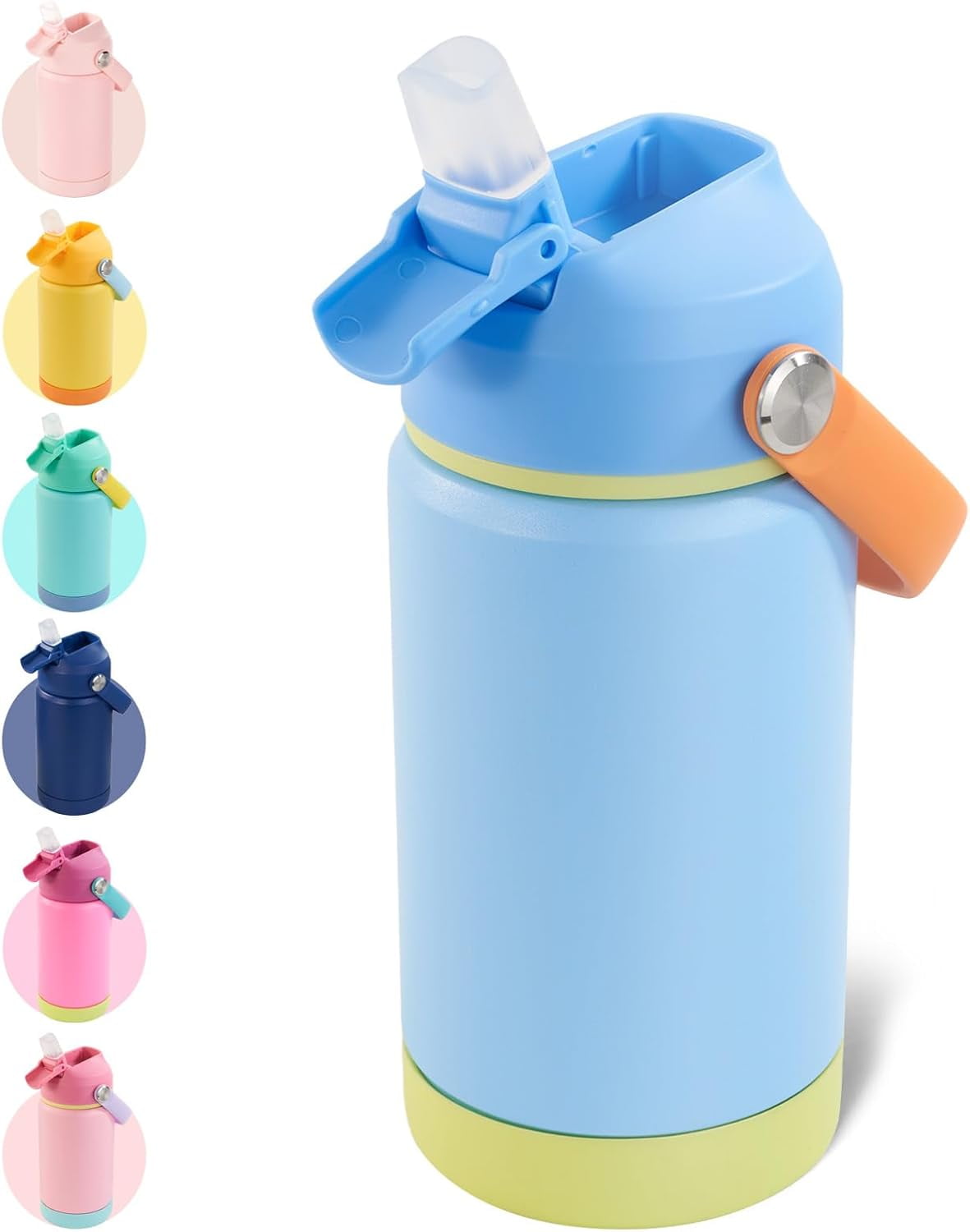 12oz Kids Water Bottle, Stainless Steel Insulated Water Bottle for Kids, Toddler Cup with Straws ...