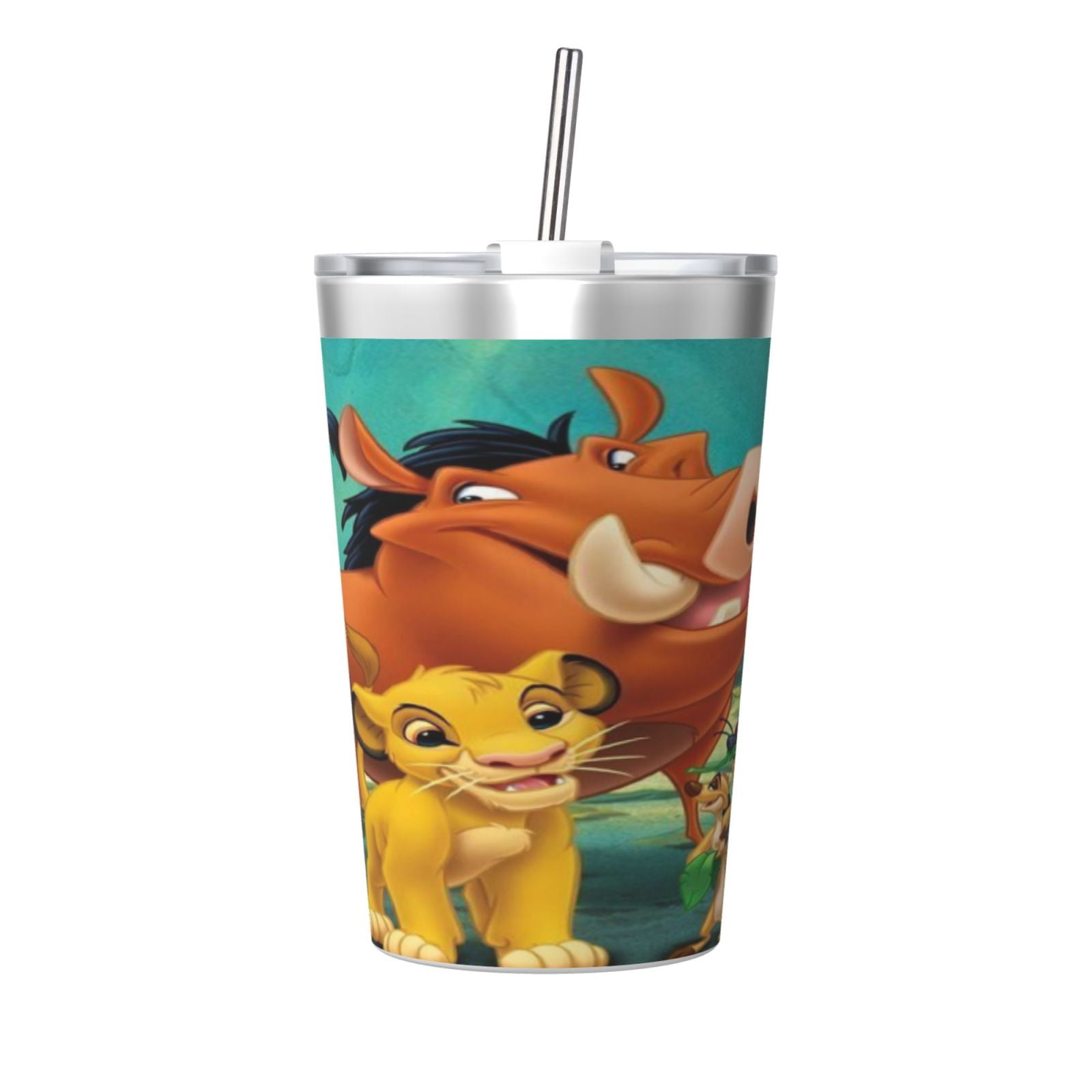 12oz Lion Kin Stainless Steel Insulated Tumbler Cups with Conical Straw ...