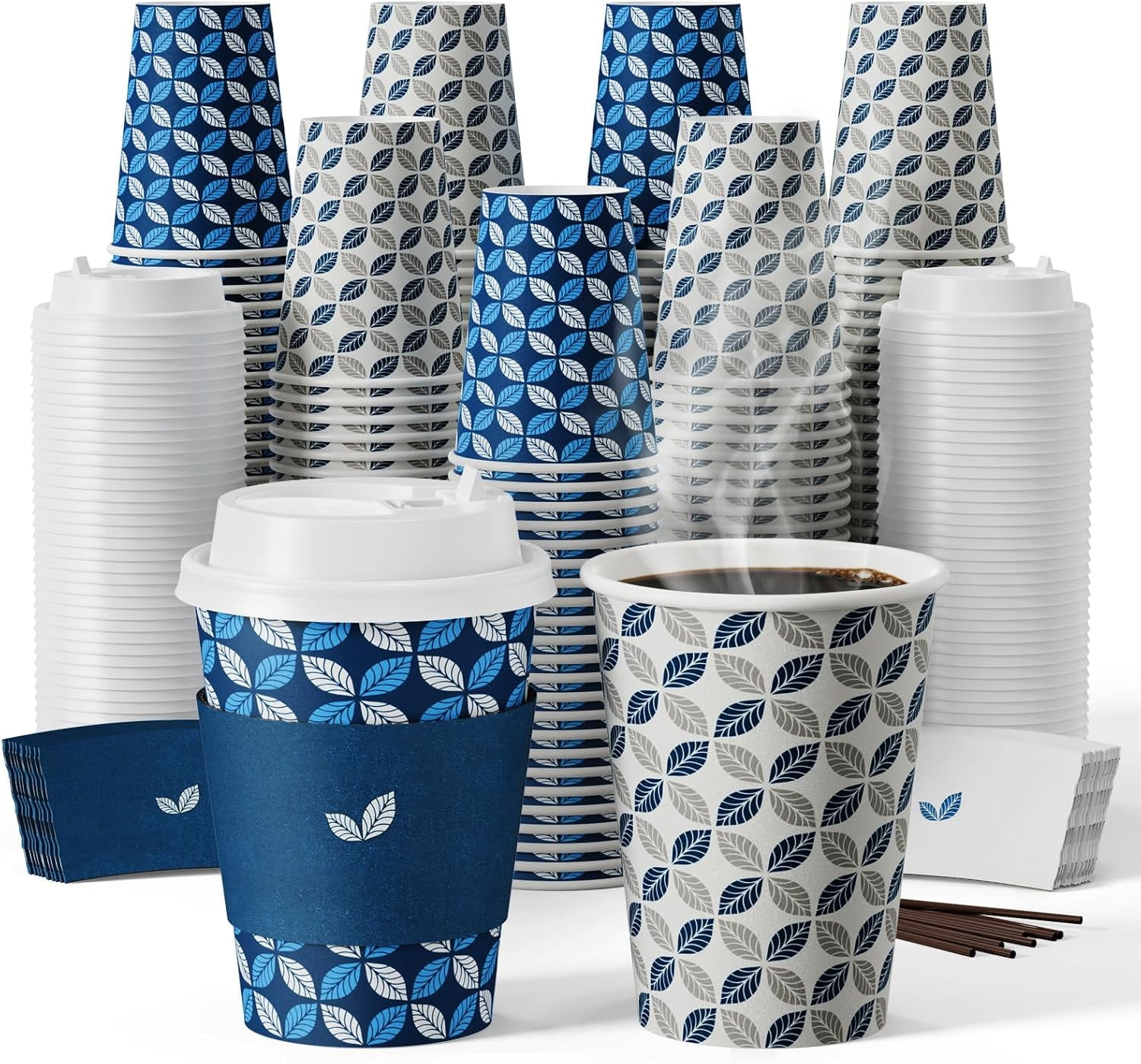 12oz Paper Coffee Cups 100 , Disposable To Go Coffee Cups with ...