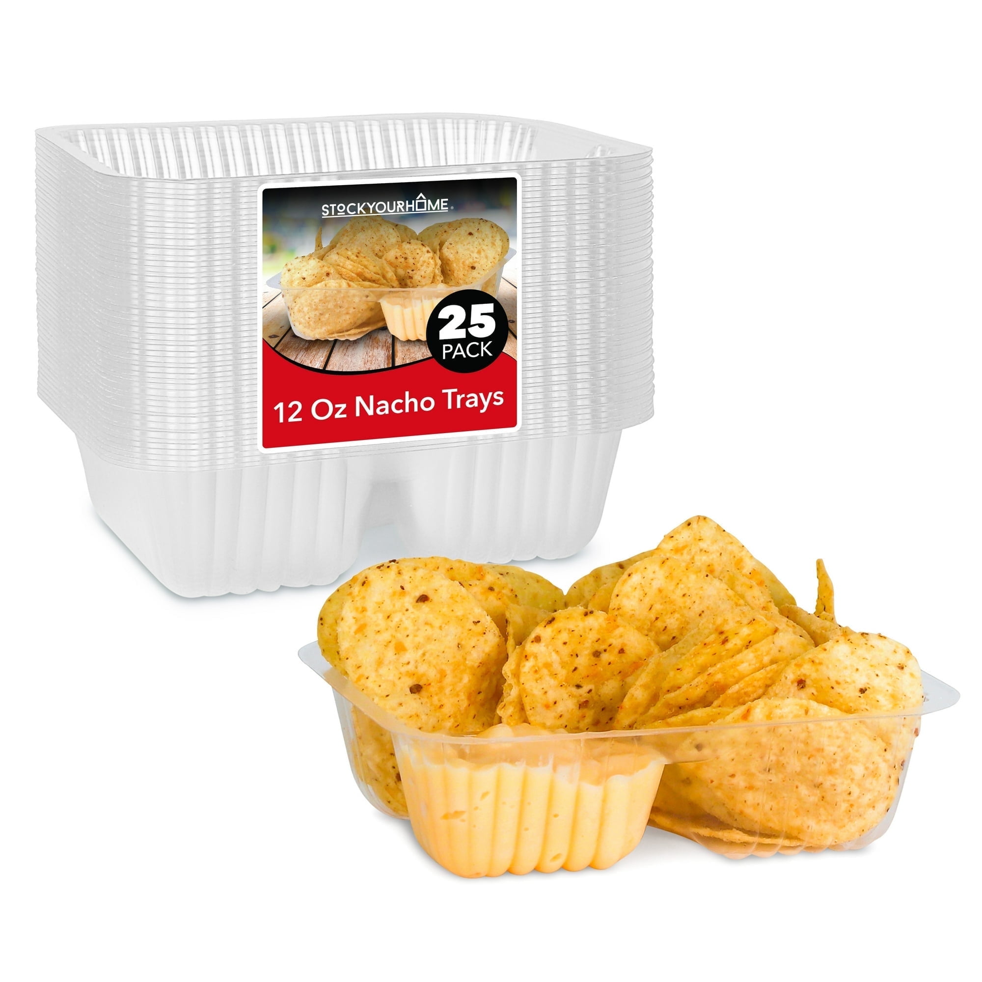 12oz Plastic Nacho Trays (25 Pack) Small Disposable Tray for Nachos ...