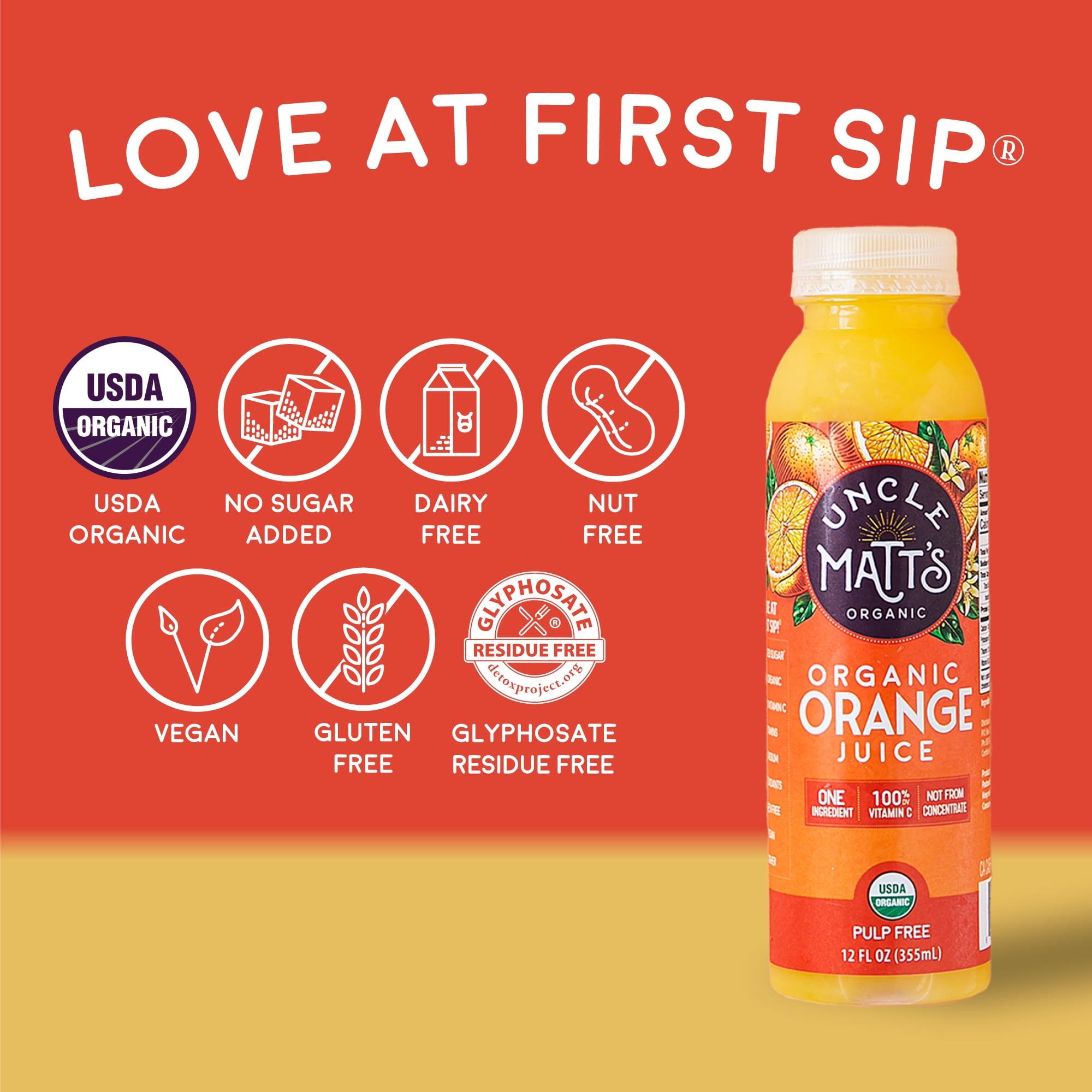 12oz Pulp Free Organic Orange Juice - (12 Pack) - Walmart.com