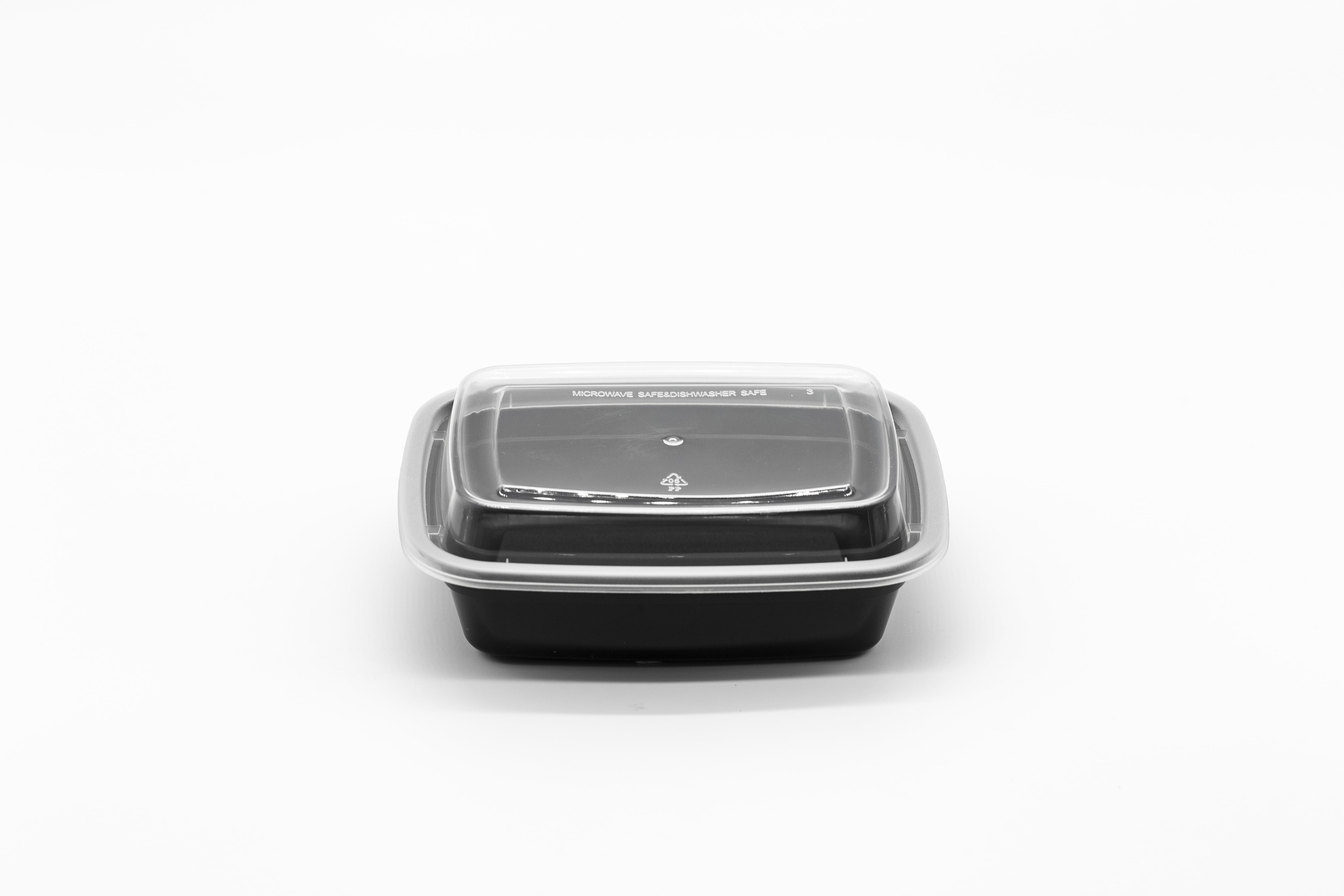 12oz Rectangular Plastic Microwaveable Food Container 150 sets/cs ...