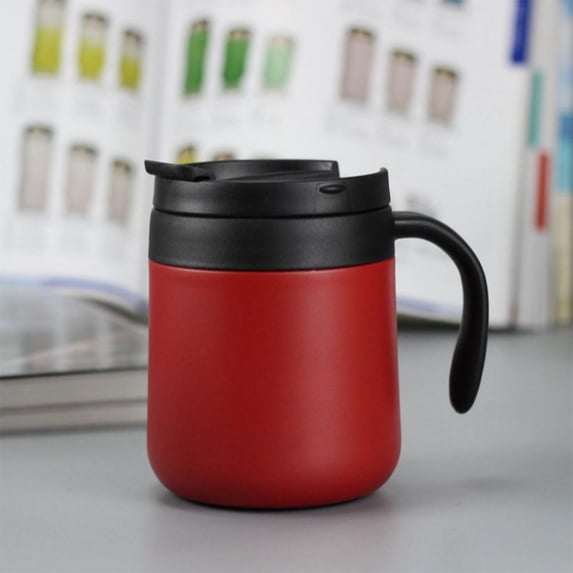 12oz Red Stainless Steel Insulated Coffee Mug with Handle, Double Wall ...