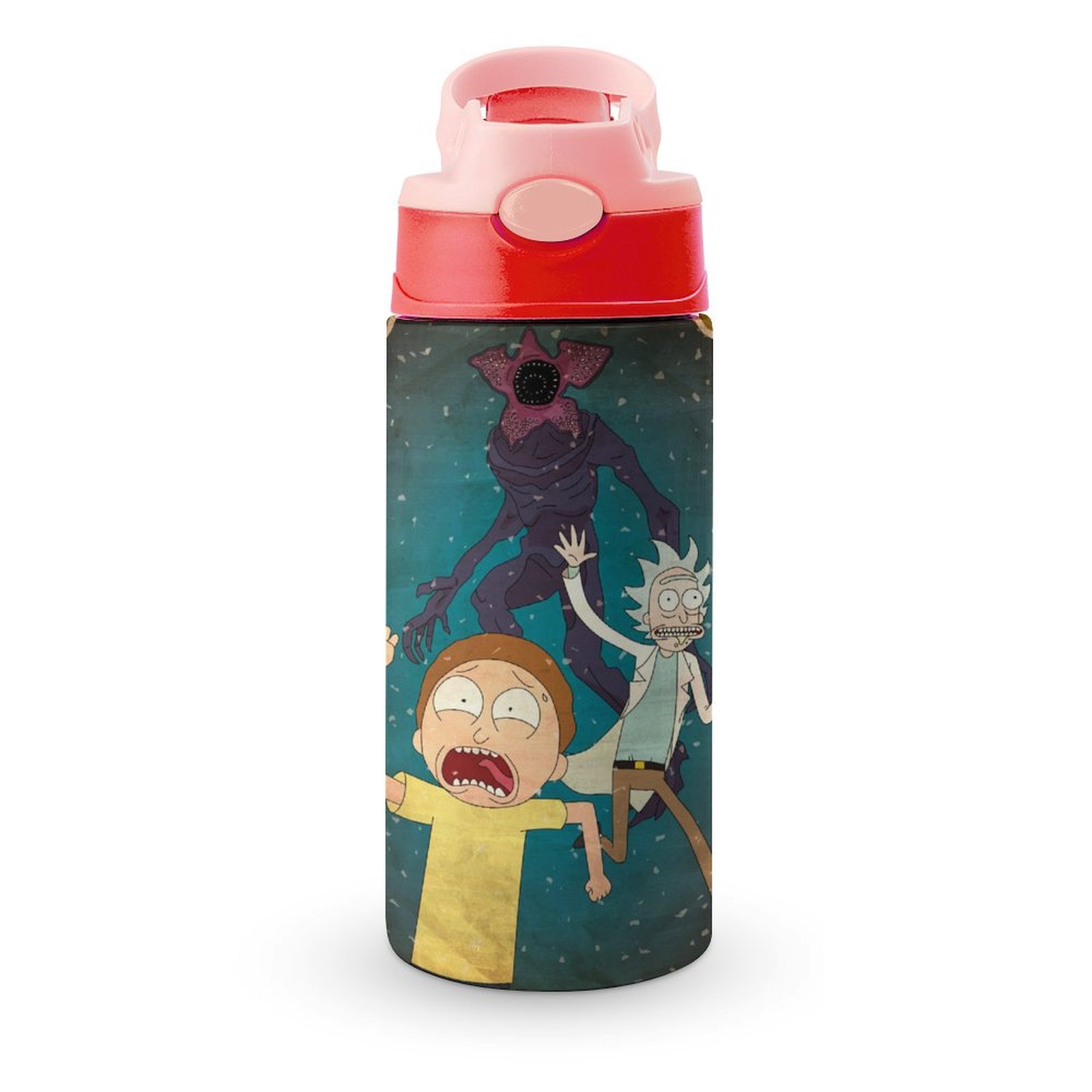 12oz Rick and Mor-t Water Bottle with Straw Lid Insulated Cartoon ...