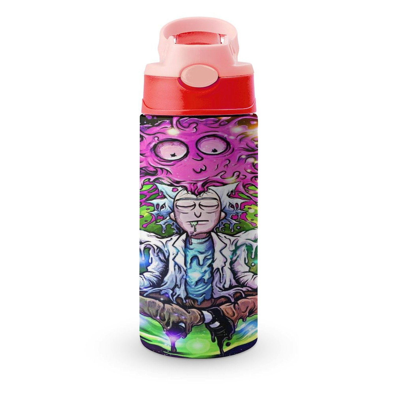 12oz Rick and Mor-t Water Bottle with Straw Lid Insulated Cartoon ...
