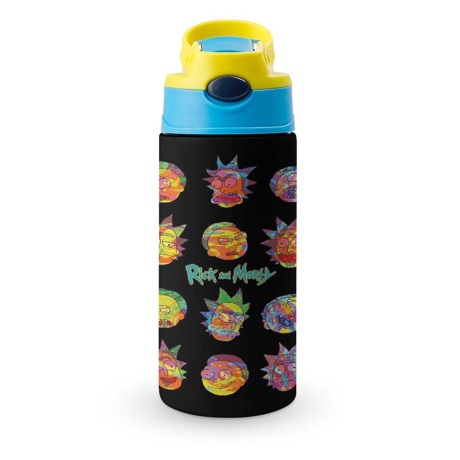 12oz Rick and Mor-t Water Bottle with Straw Lid Insulated Cartoon ...