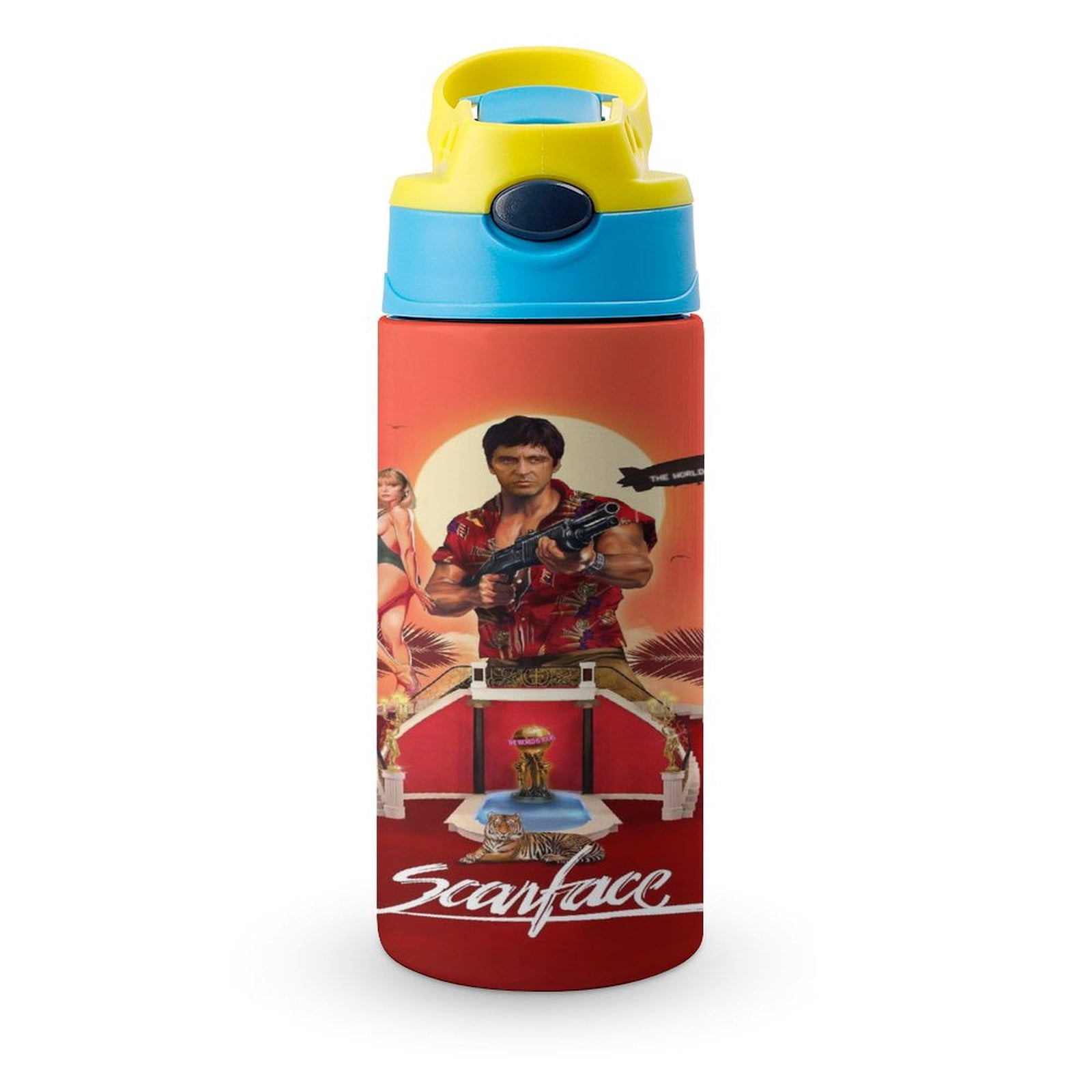 12oz Scar-fac Water Bottle with Straw Lid Insulated Cartoon Stainless ...
