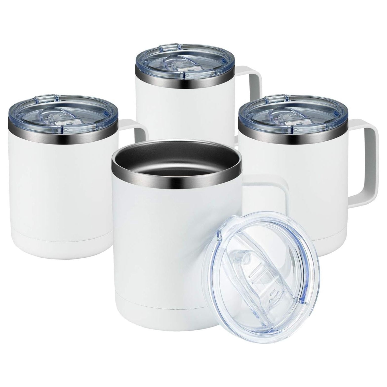 12oz Stainless Steel Coffee Mugs 4 Pack, Insulated Travel Mugs with ...