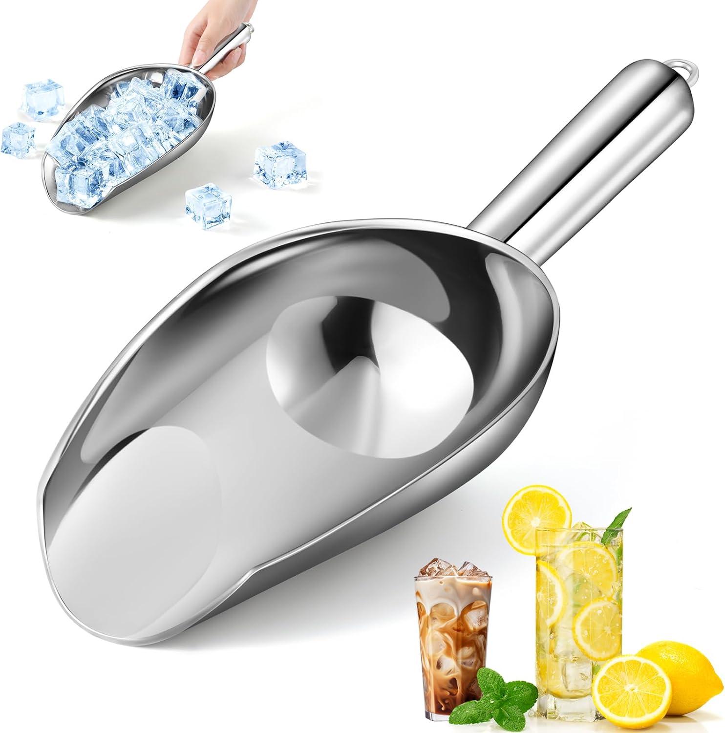 12oz Stainless Steel Ice Scoop for Freezer – Dishwasher Safe Metal ...