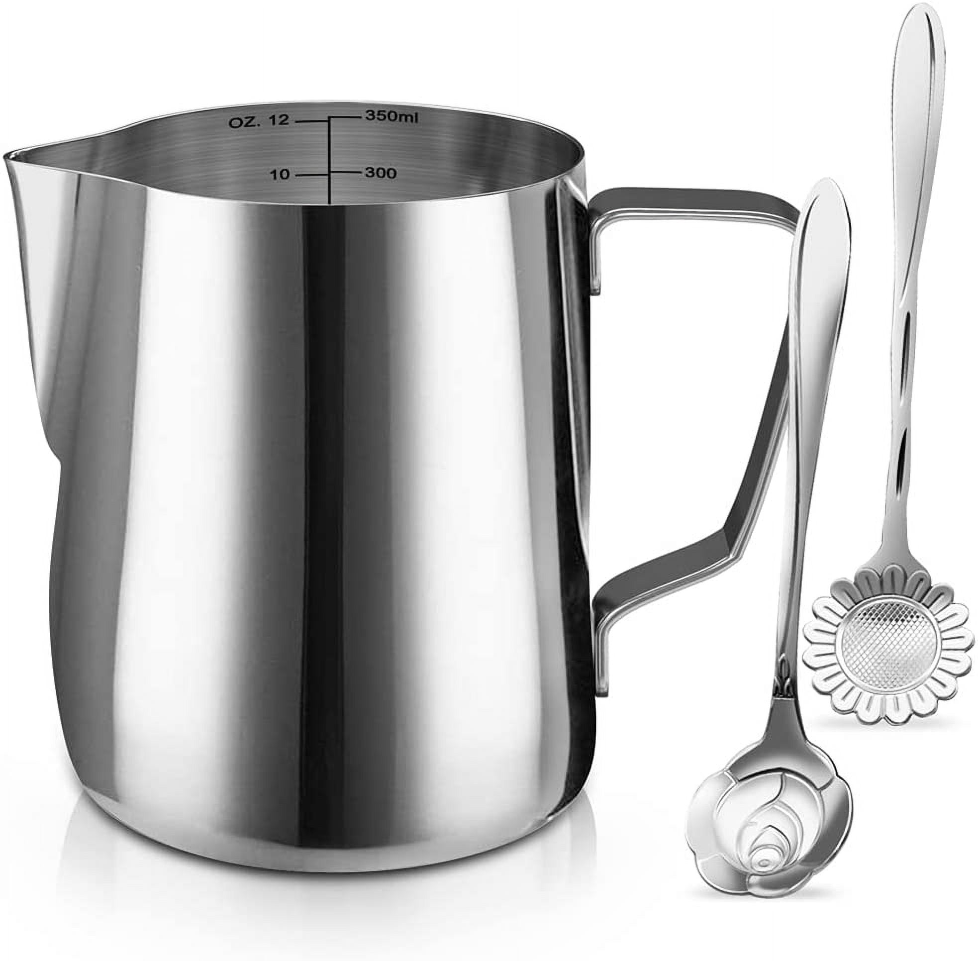 12oz Stainless Steel Milk Frothing Pitcher for Latte Art, Cappuccino ...