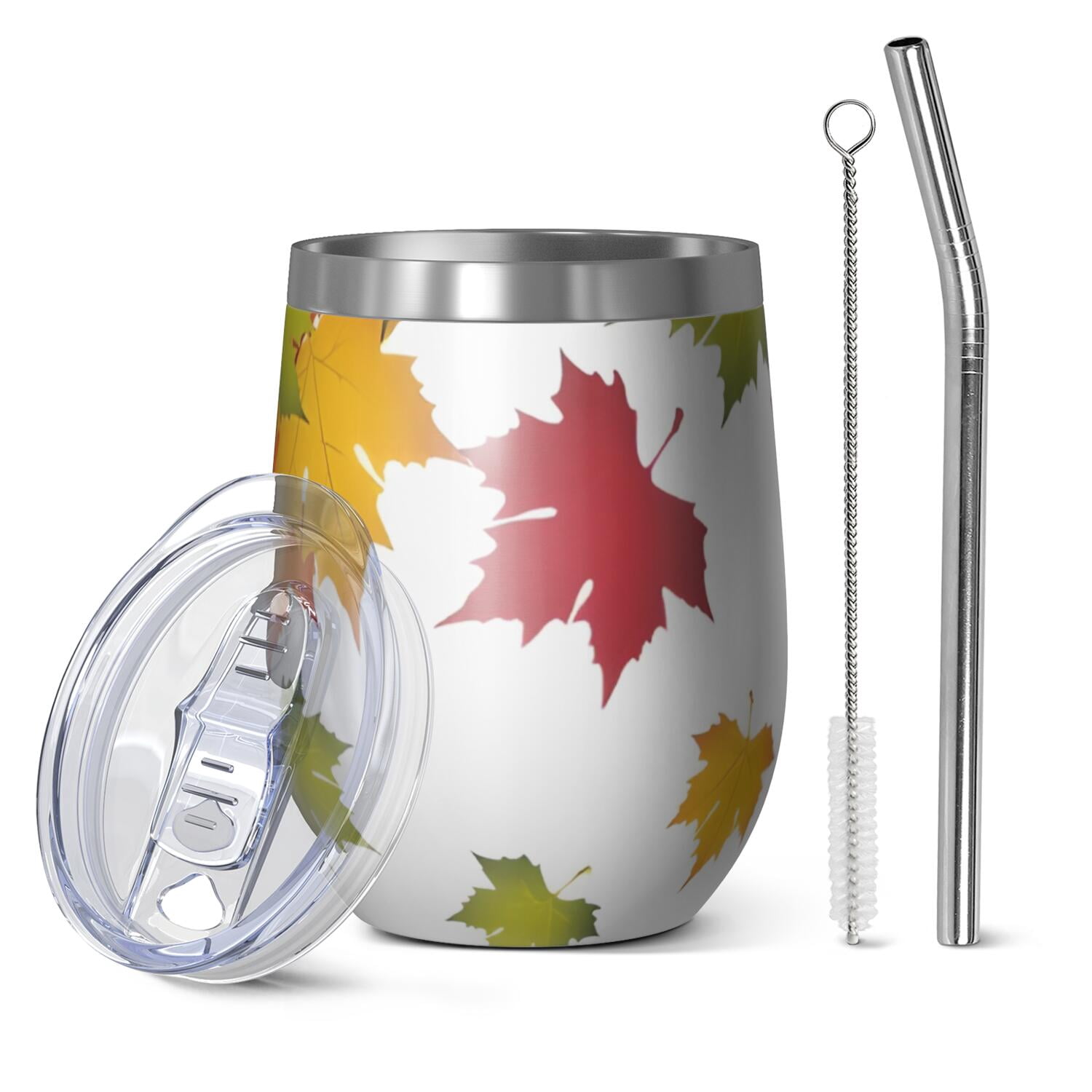 12oz Stemless Wine Tumblers Fall Leaves Vacuum Insulated Stainless ...