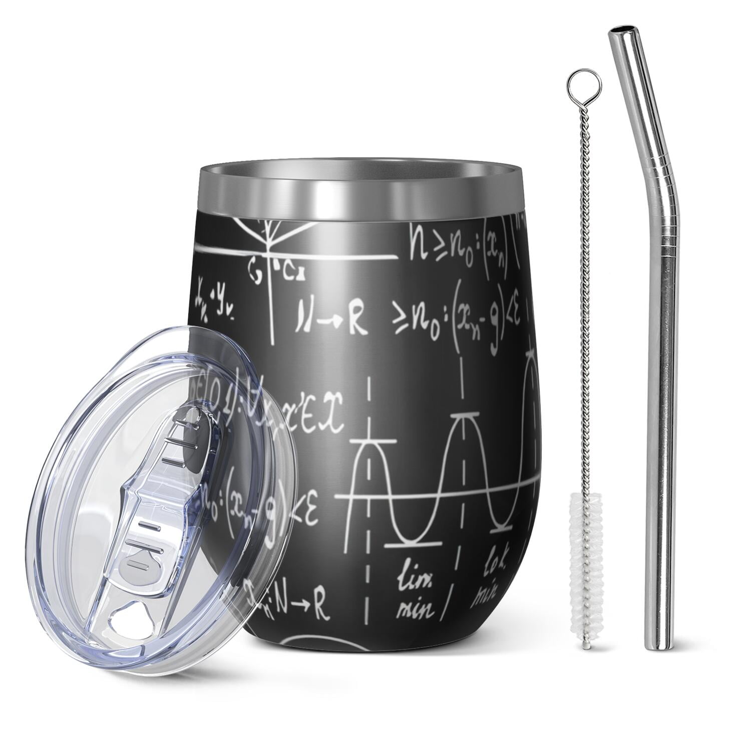 12oz Stemless Wine Tumblers Math Equations Calculus Symbols Black ...