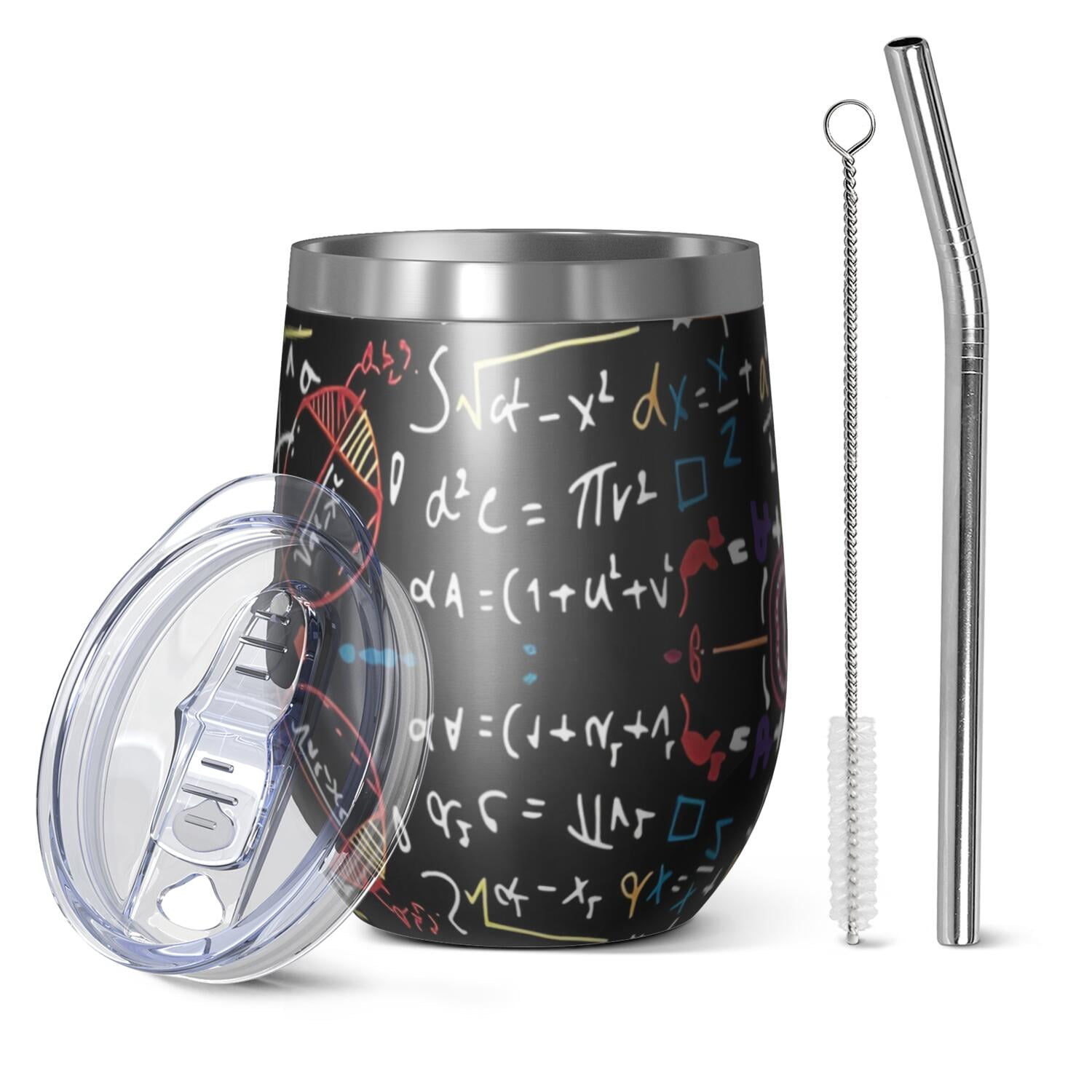 12oz Stemless Wine Tumblers Math Equations Colorful Math Symbols Black ...