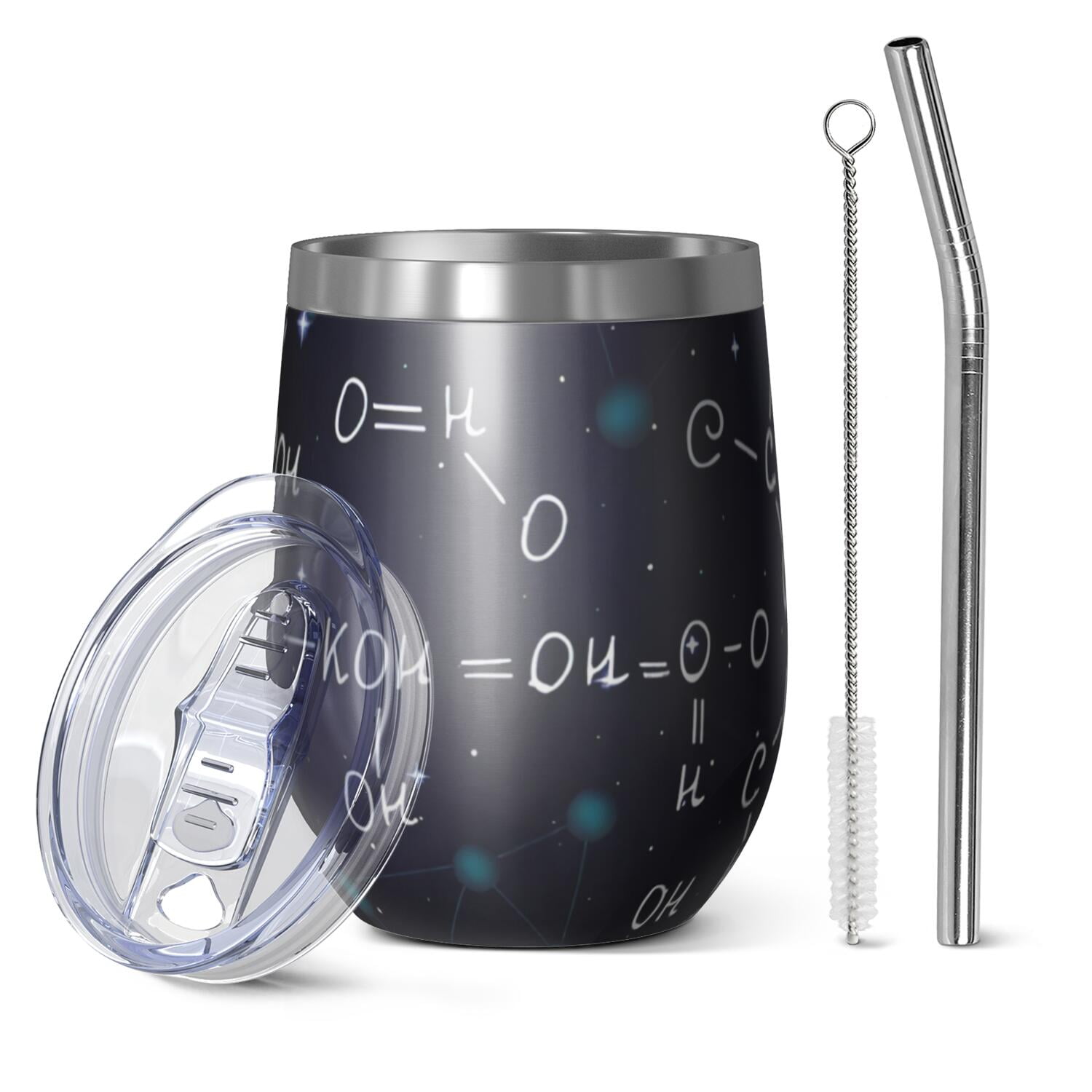 12oz Stemless Wine Tumblers Math Equations Cosmic Formulas Blue Pattern ...