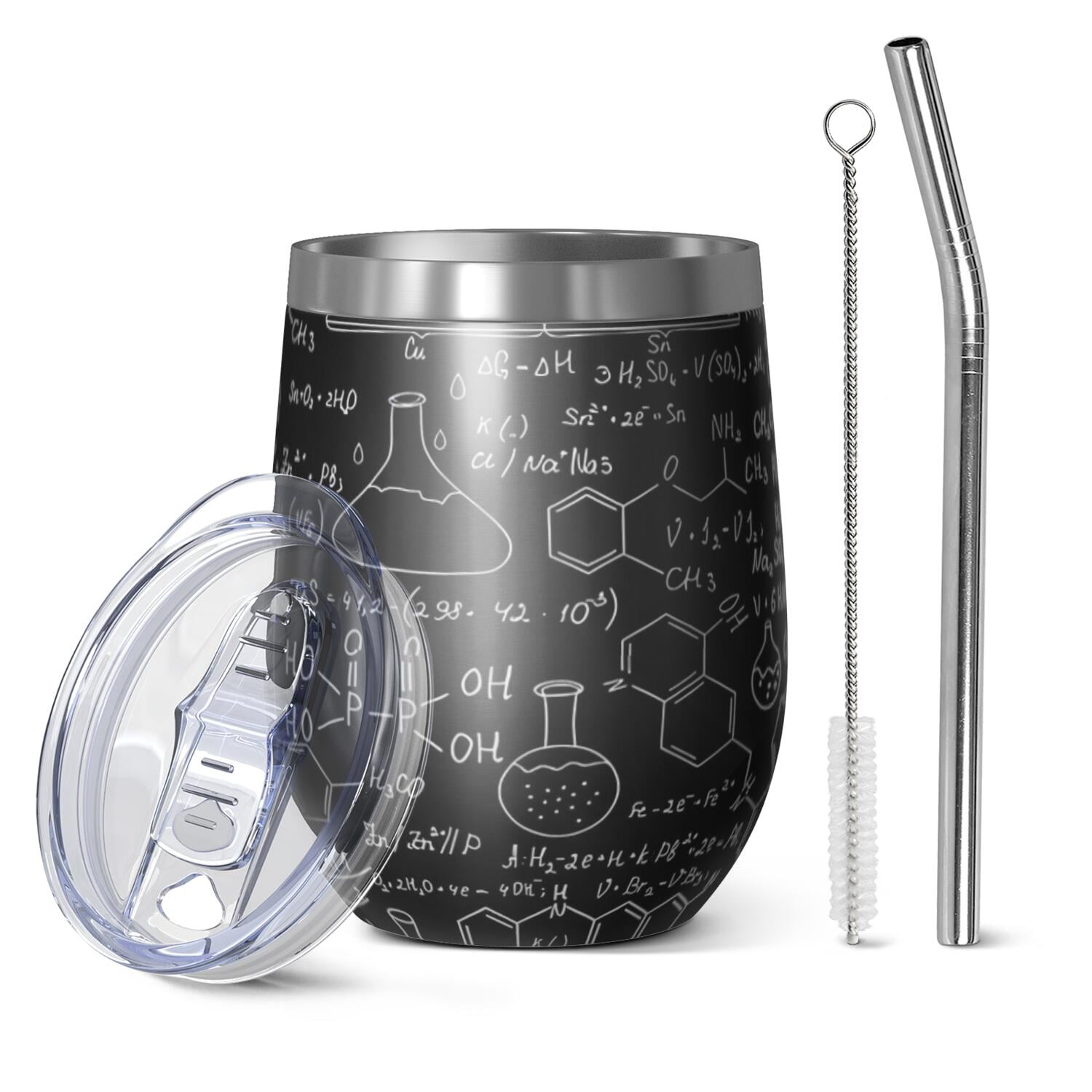 12oz Stemless Wine Tumblers Math Equations Lab Tools Black Pattern ...