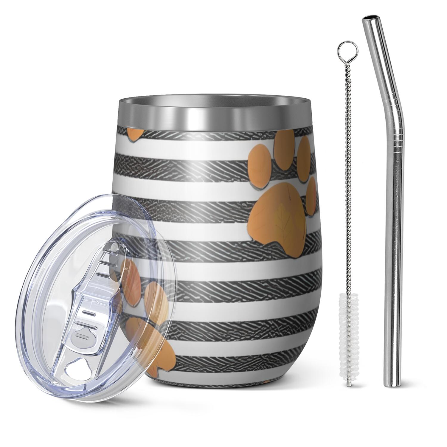 12oz Stemless Wine Tumblers Paw Print Sonstripes Vacuum Insulated ...