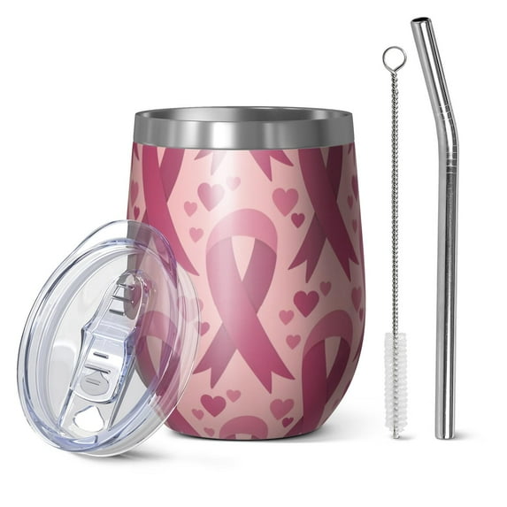 12oz Stemless Wine Tumblers Pink Breast Cancer and Love Vacuum ...