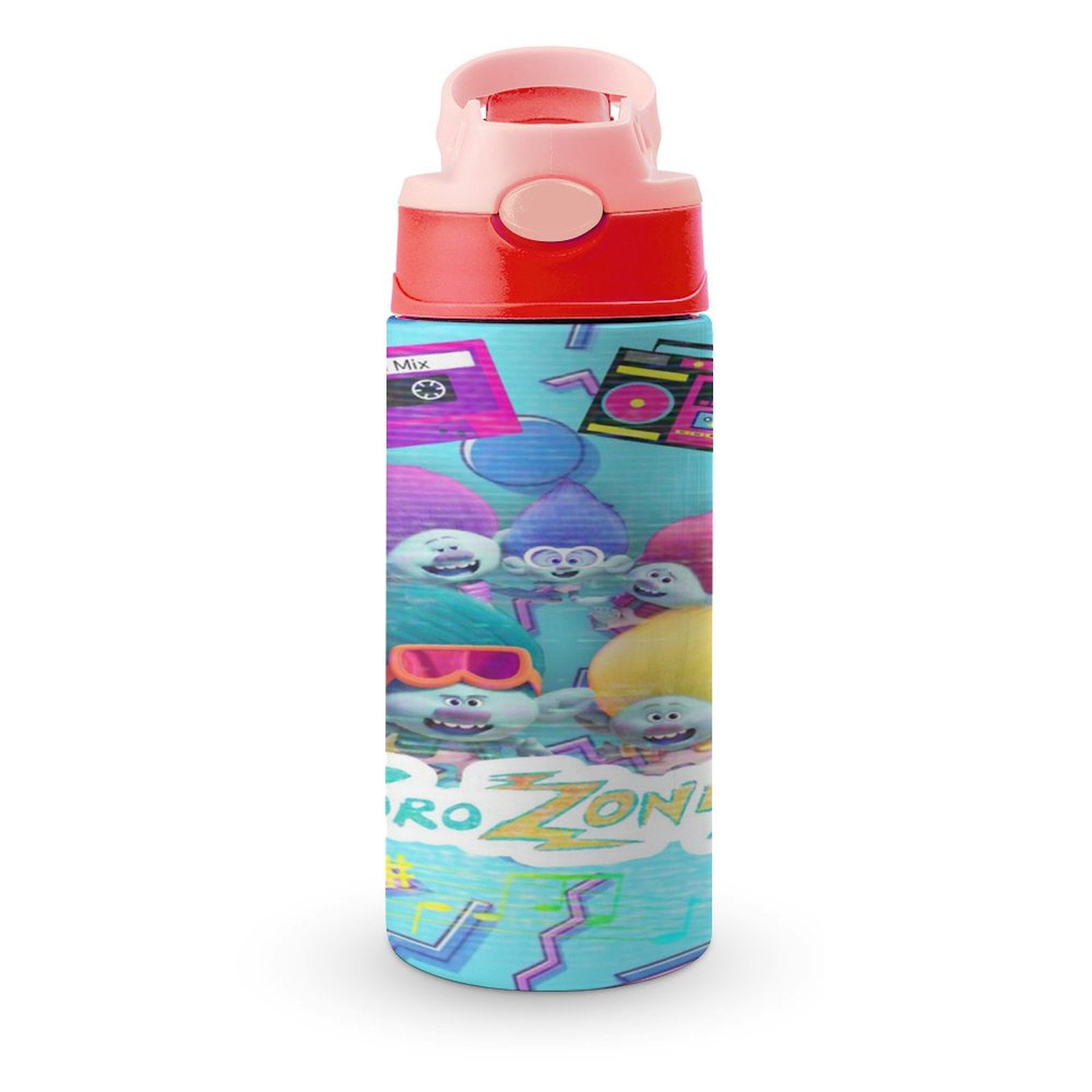 12oz Trolls World Tour Water Bottle with Straw Lid Insulated Cartoon ...
