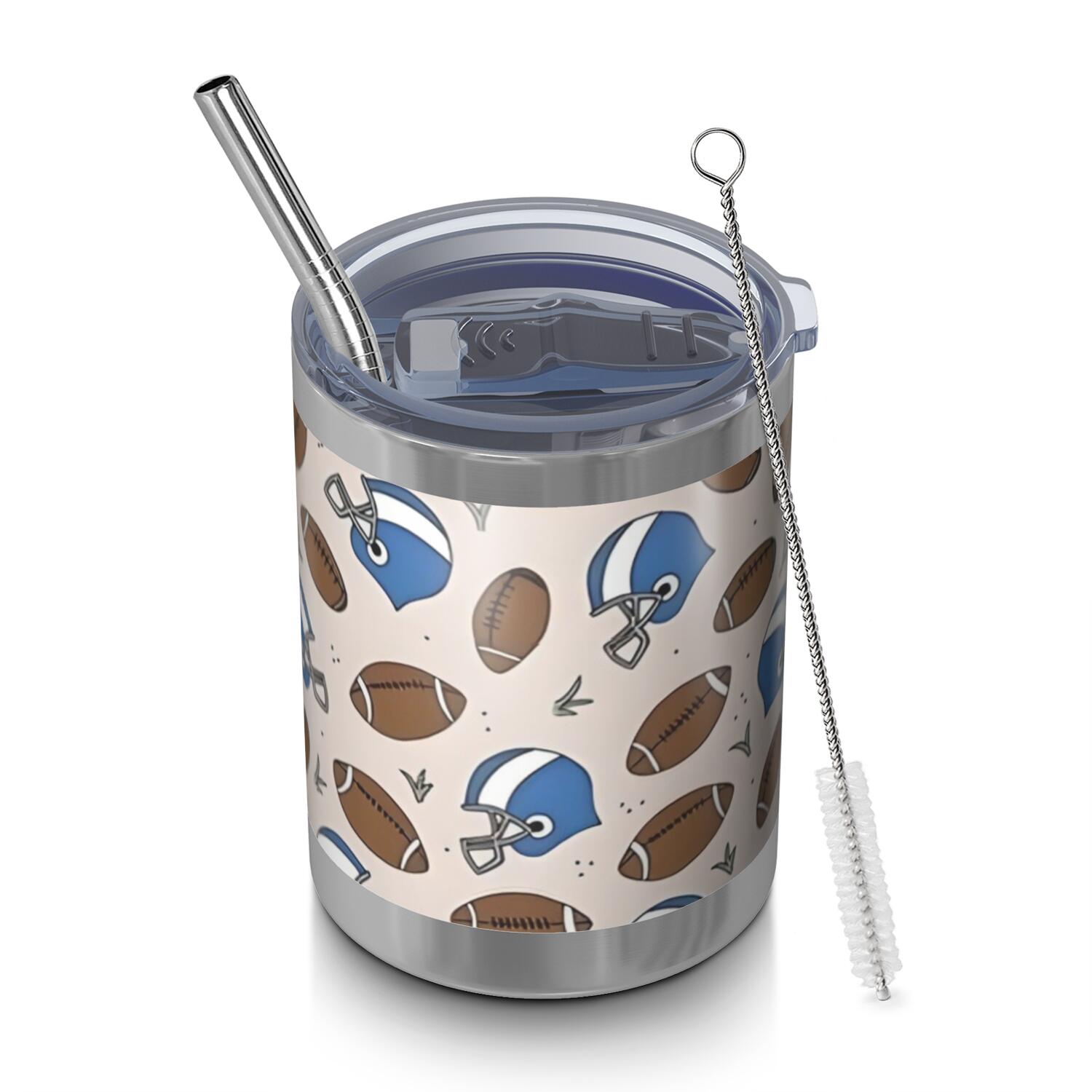 12oz Tumblers Beige Background Football Helmets Pattern Vacuum ...