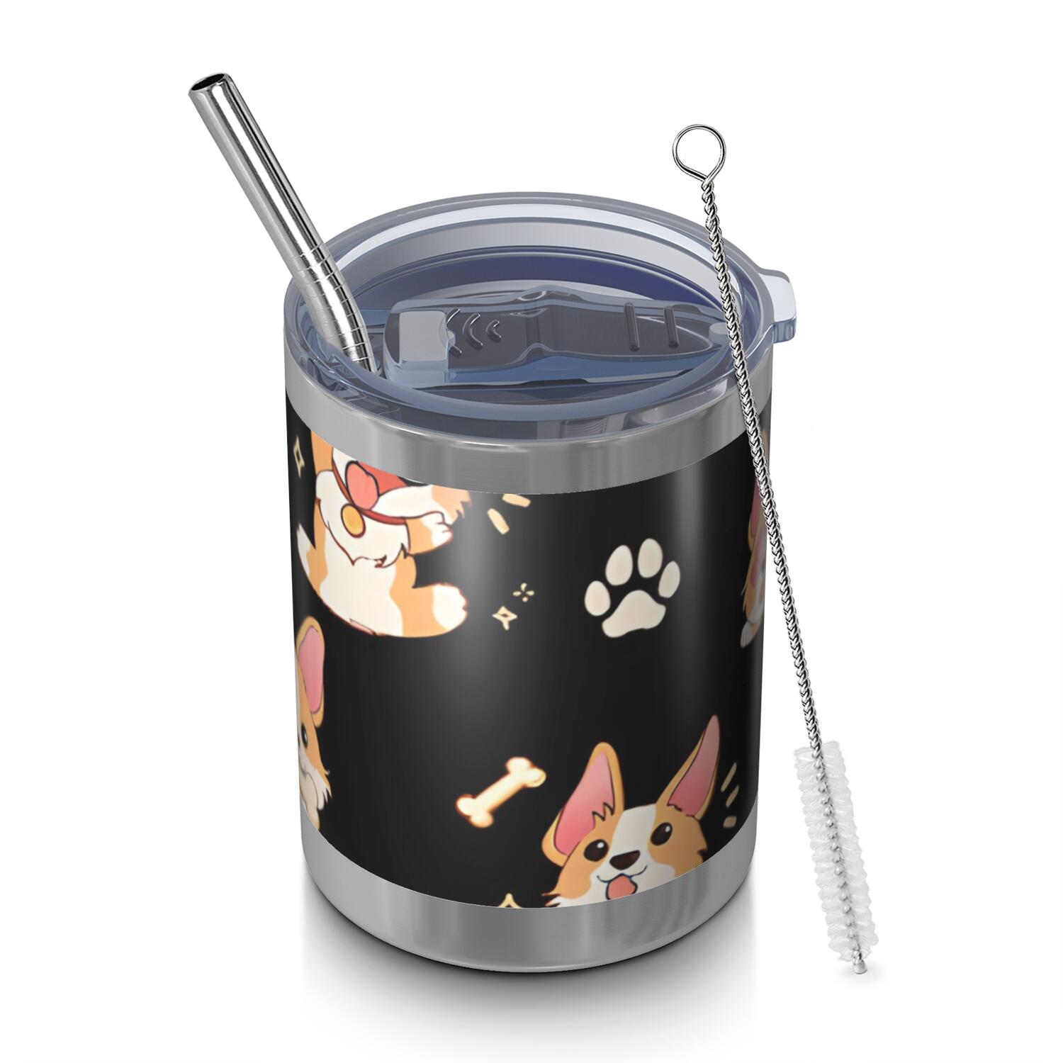 12oz Tumblers Cartoon Corgi Dog and Footprints Vacuum Insulated ...