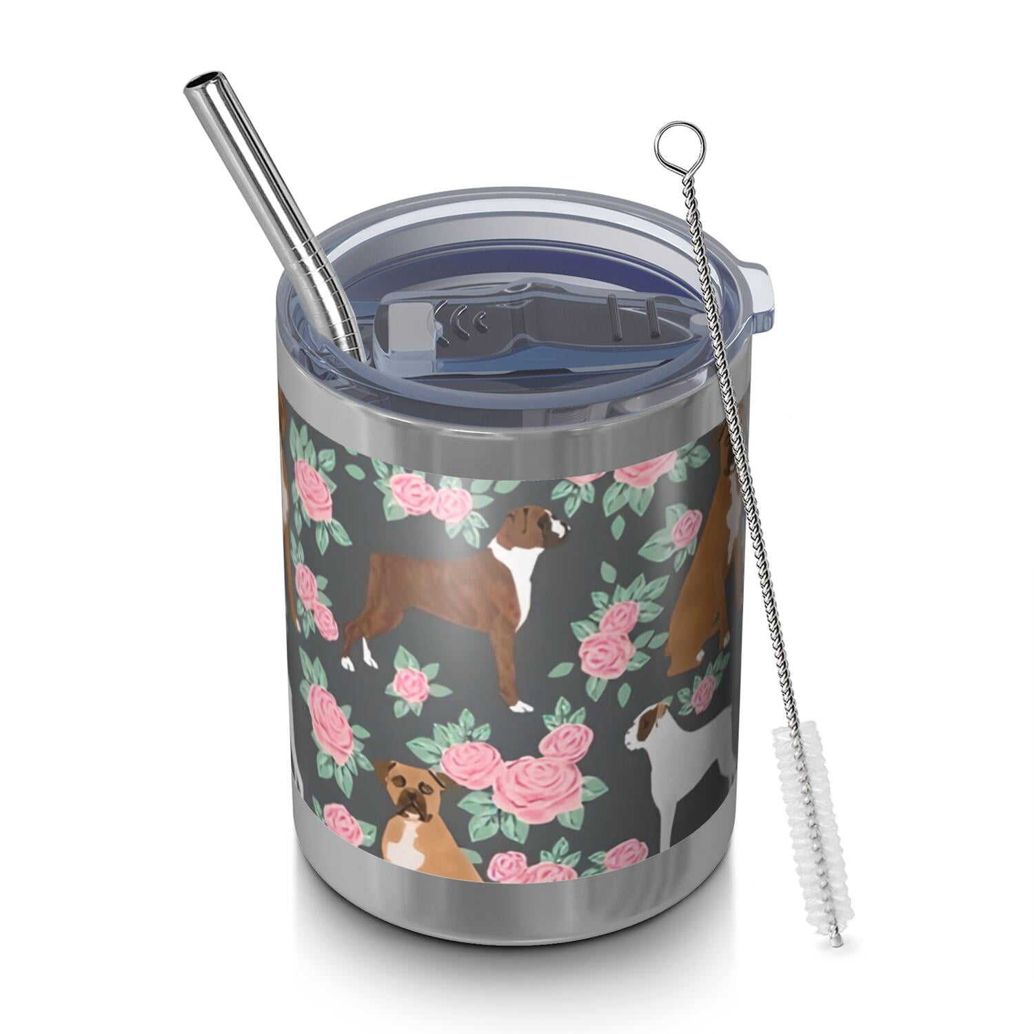 12oz Tumblers Cute Boxer Dog and Flowers Florals Vacuum Insulated ...