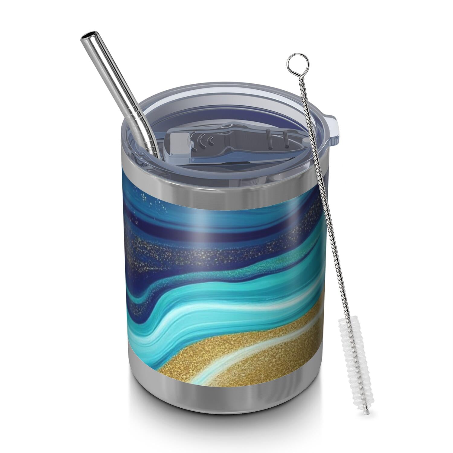 12oz Tumblers Dark Blue Marble Gold Line Pattern Vacuum Insulated ...