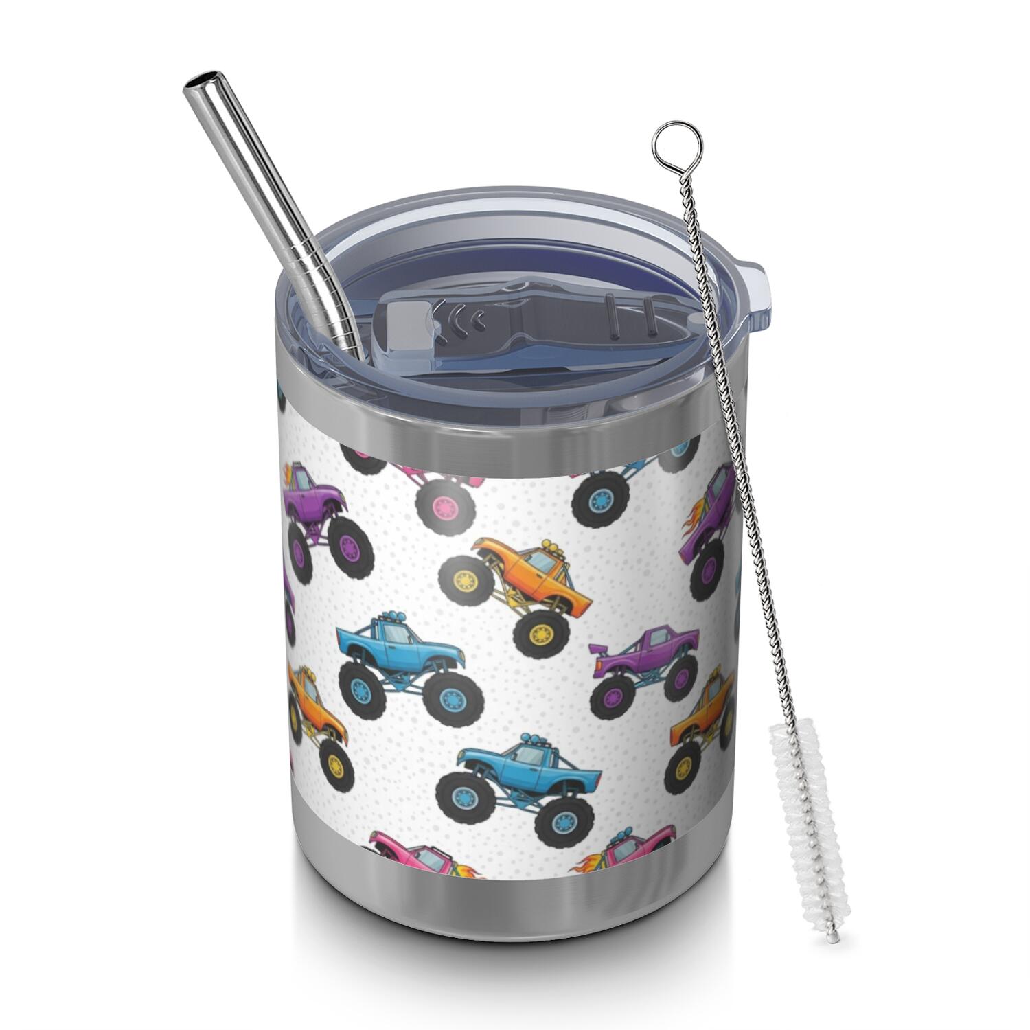 12oz Tumblers White Colorful Monster Cartoon Trucks Vacuum Insulated ...