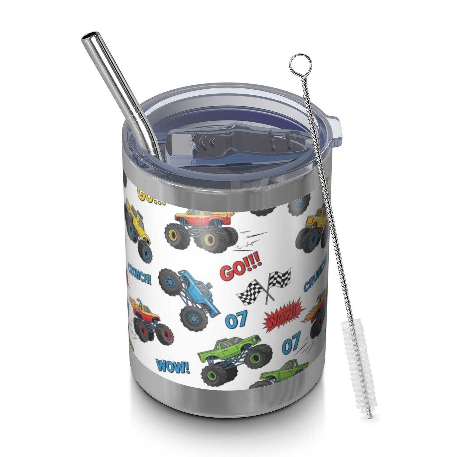 12oz Tumblers White Monster Cartoon Trucks Comic Vacuum Insulated ...
