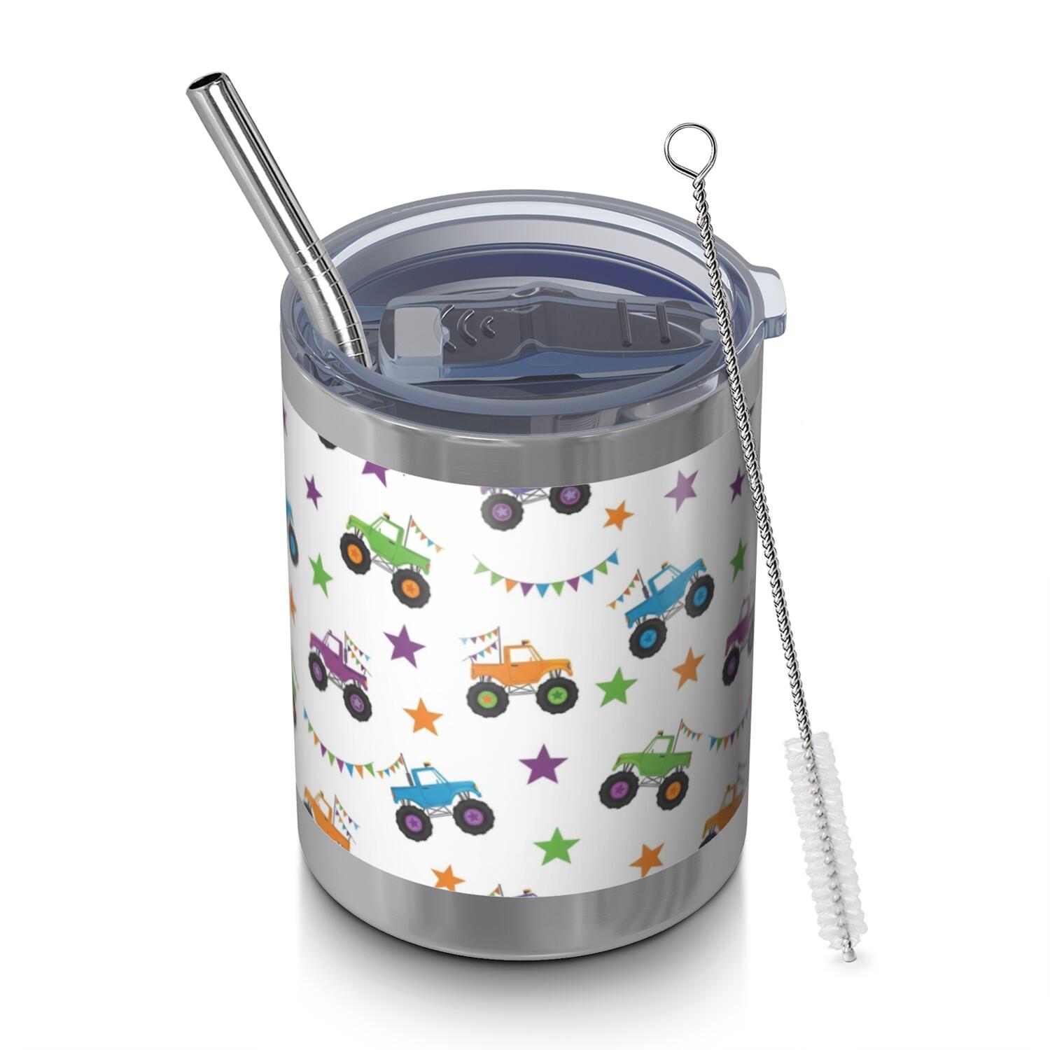 12oz Tumblers White Star Banner Monster Cartoon Trucks Vacuum Insulated ...