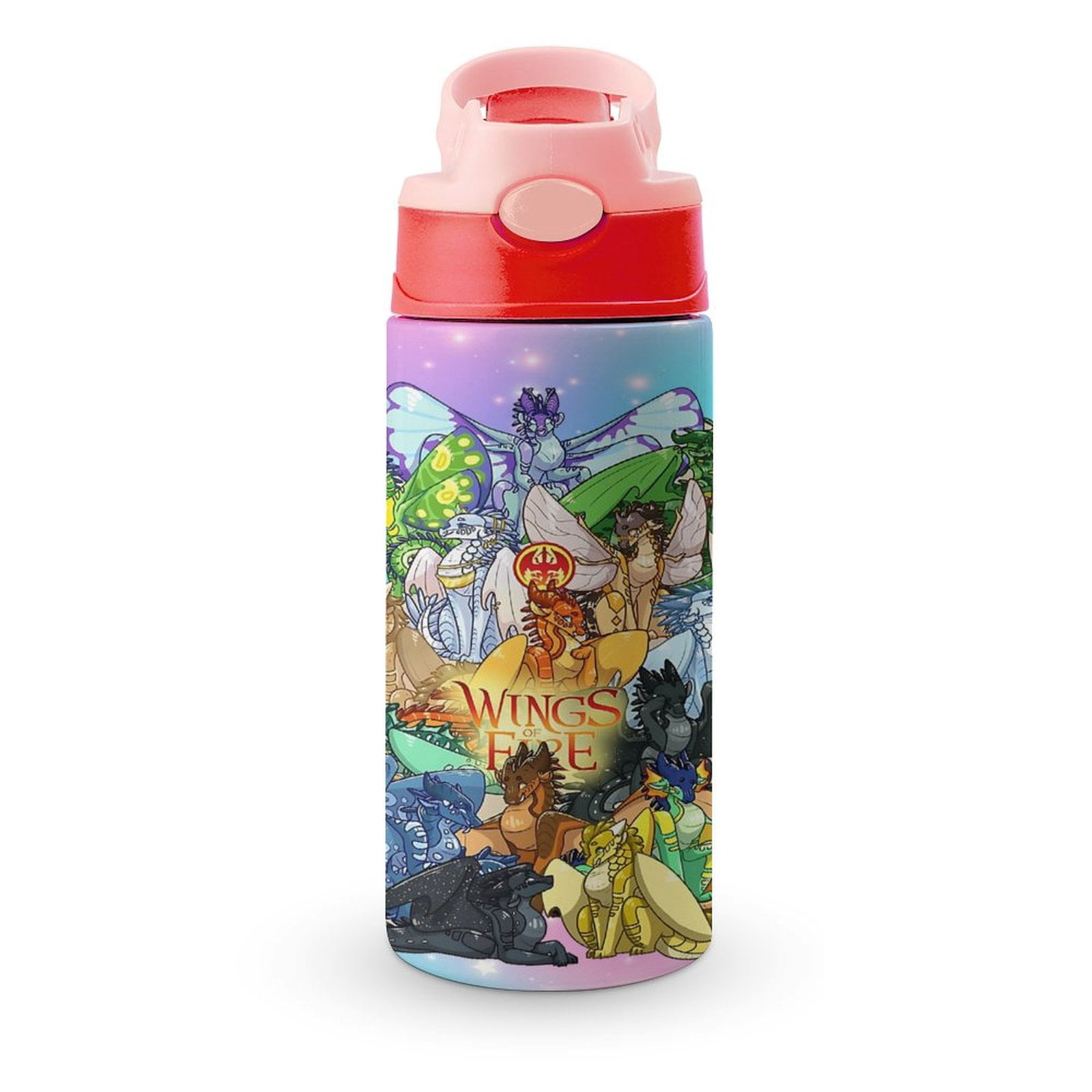 12oz Wings Dragon Fire Water Bottle with Straw Lid Insulated Cartoon ...