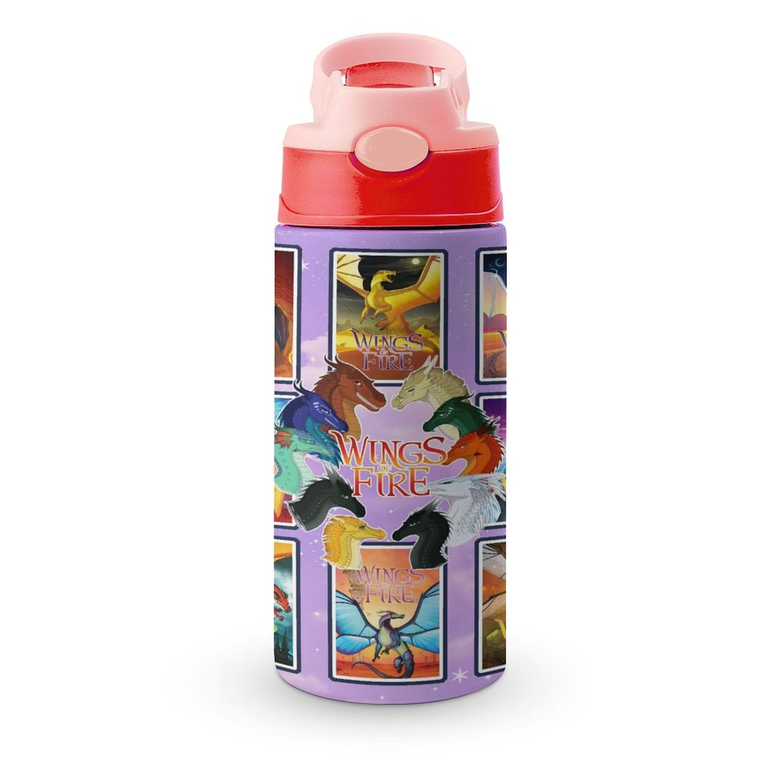 12oz Wings Dragon Fire Water Bottle with Straw Lid Insulated Cartoon ...