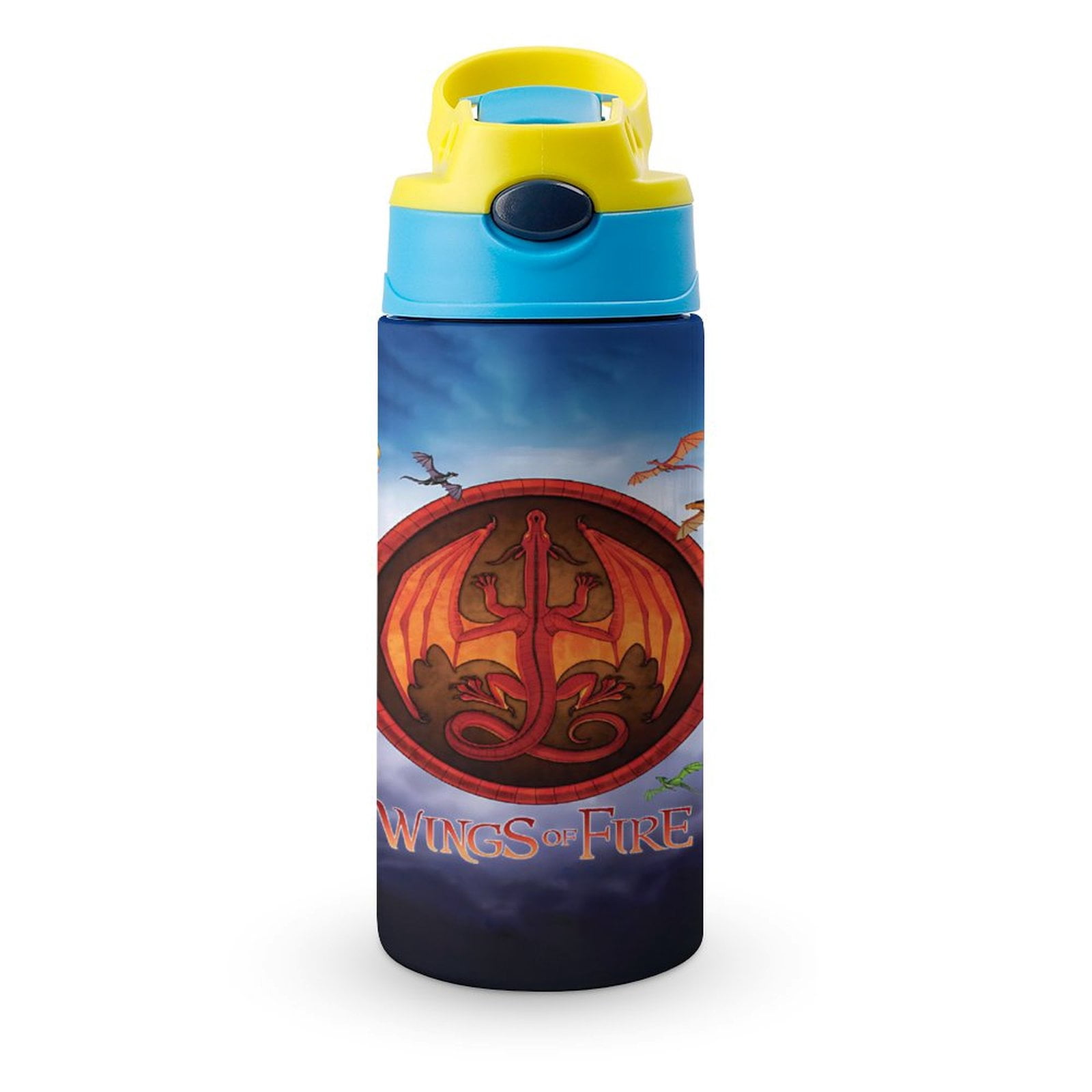 12oz Wings Dragon Fire Water Bottle with Straw Lid Insulated Cartoon ...