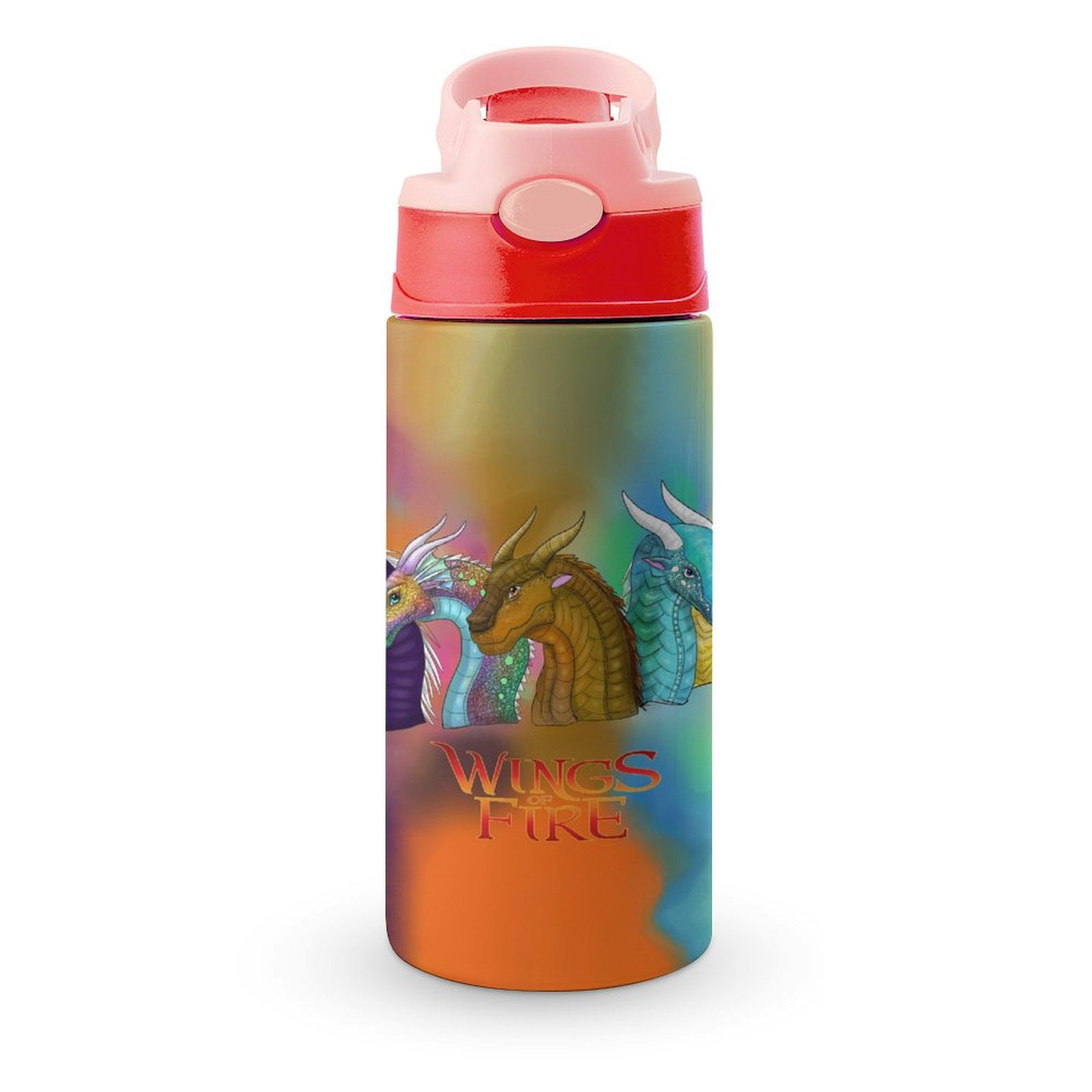 12oz Wings Dragon Fire Water Bottle with Straw Lid Insulated Cartoon ...