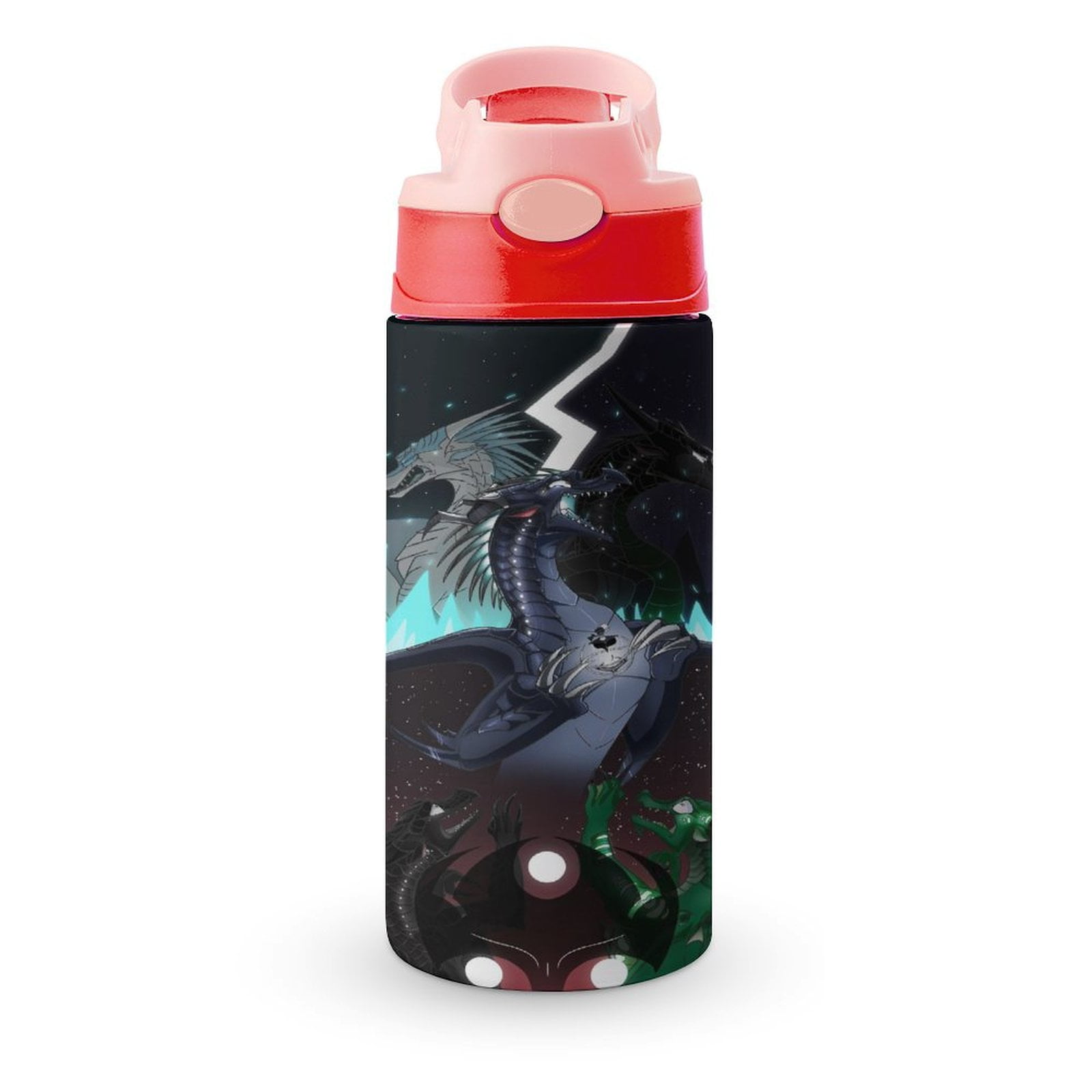 12oz Wings Dragon Fire Water Bottle with Straw Lid Insulated Cartoon ...