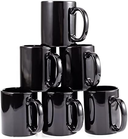 12oz coffee mug set of 6 Coffee Mugs for Coffee, Tea, Cocoa, Milk（black ...