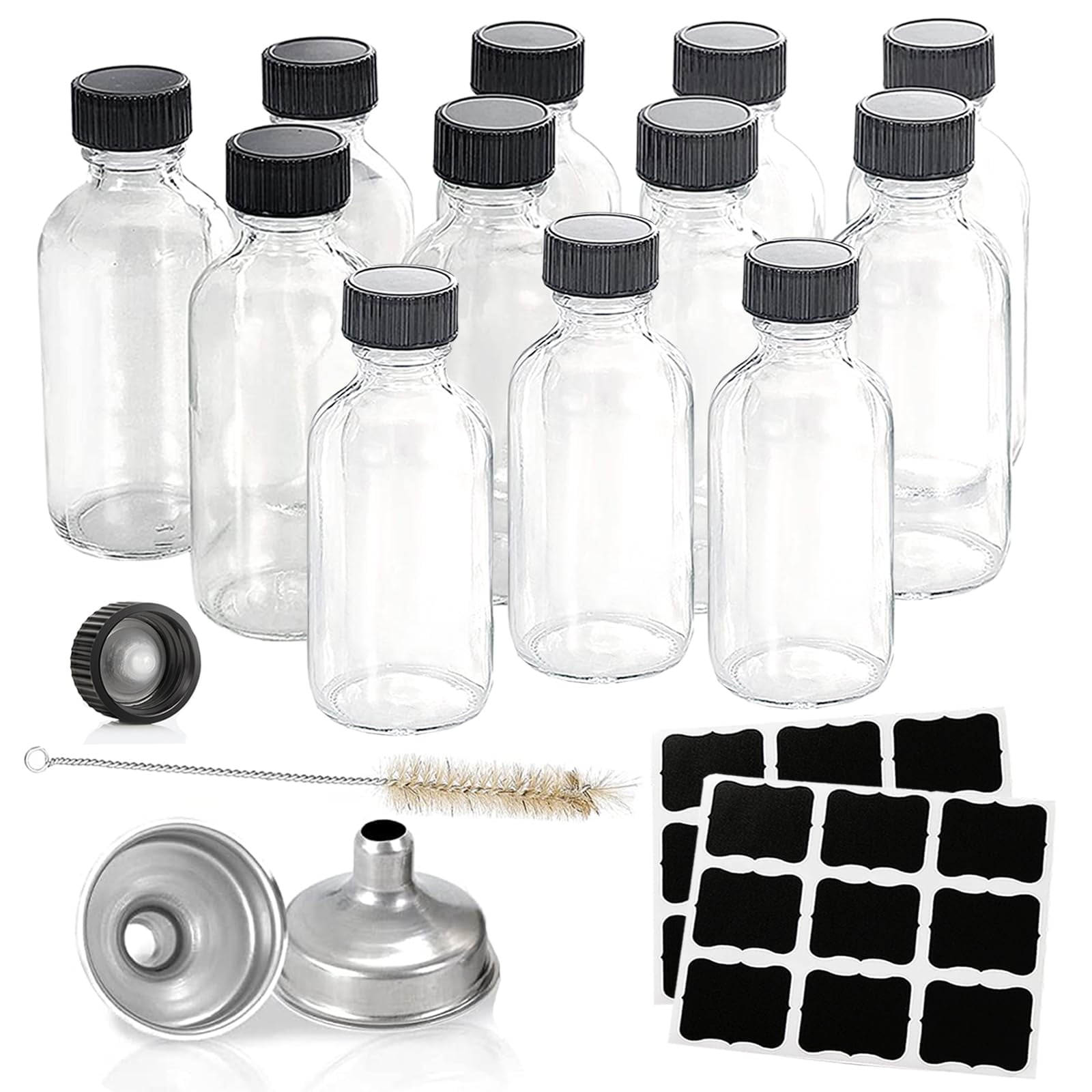 12pack 2oz Sample Bottles With Caps,Wellness Glass Shot Bottles for ...